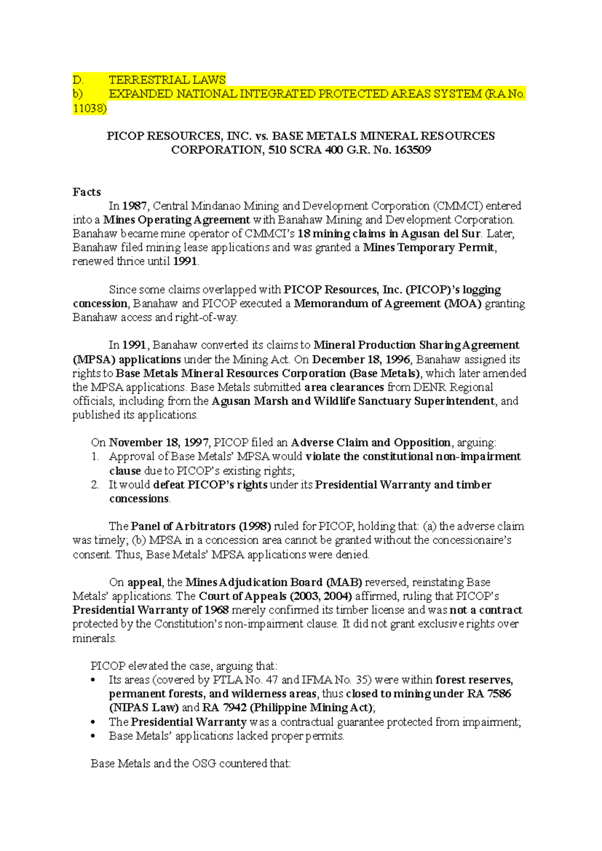 PICOP RESOURCES, INC. vs. BASE METALS: Supreme Court Ruling Analysis ...