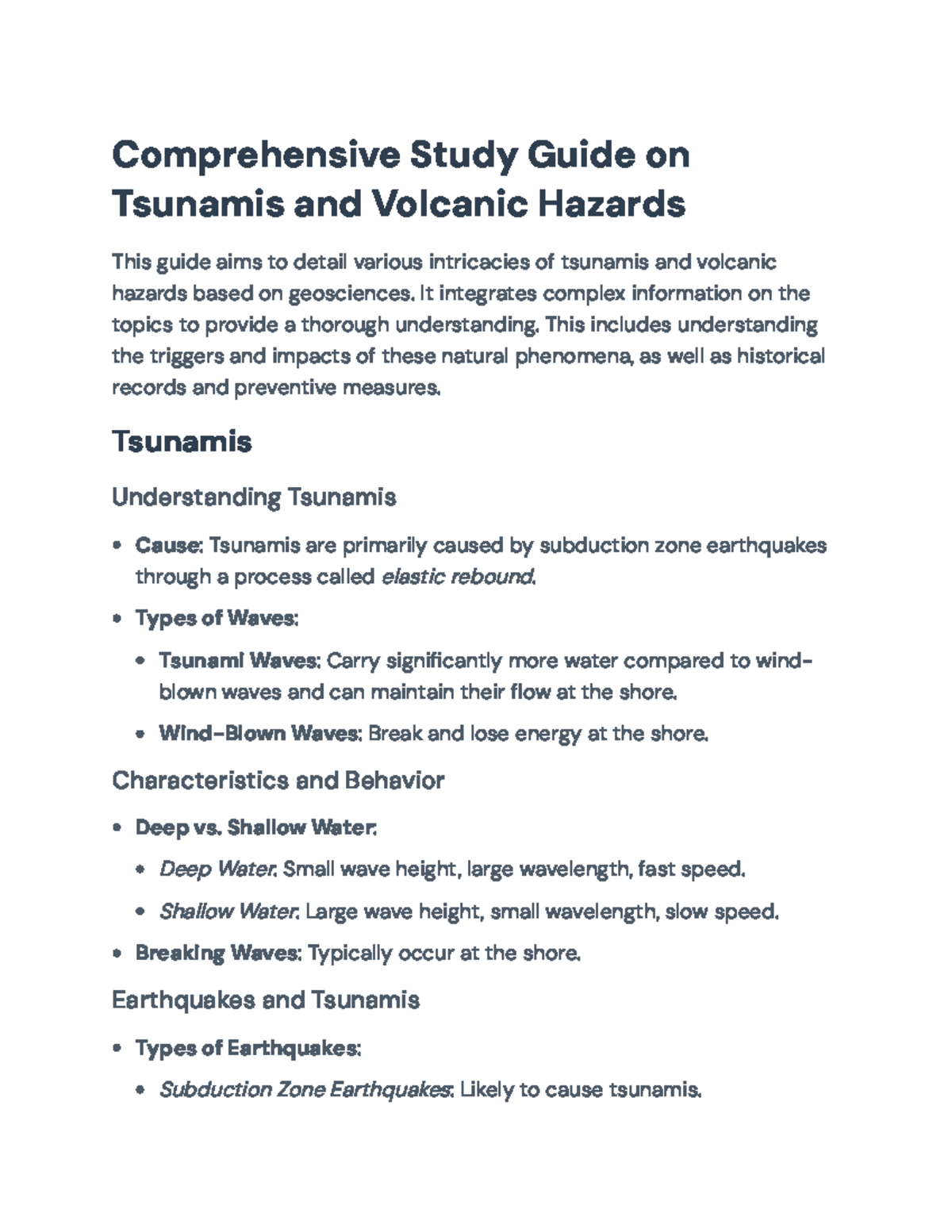 Tsunamis and Volcanic Hazards: Comprehensive Study Guide for ...