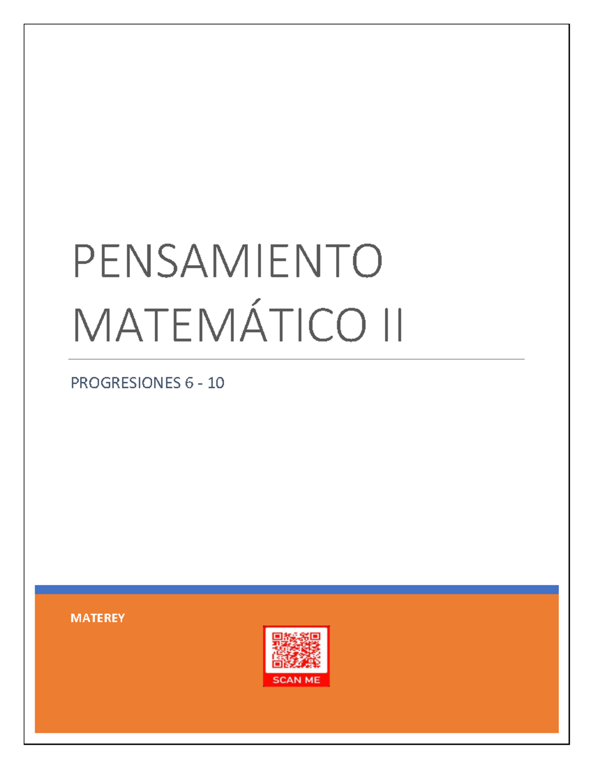 Cuadernillo de Actividades: Pensamiento Matemático II - Progresiones 6 ...