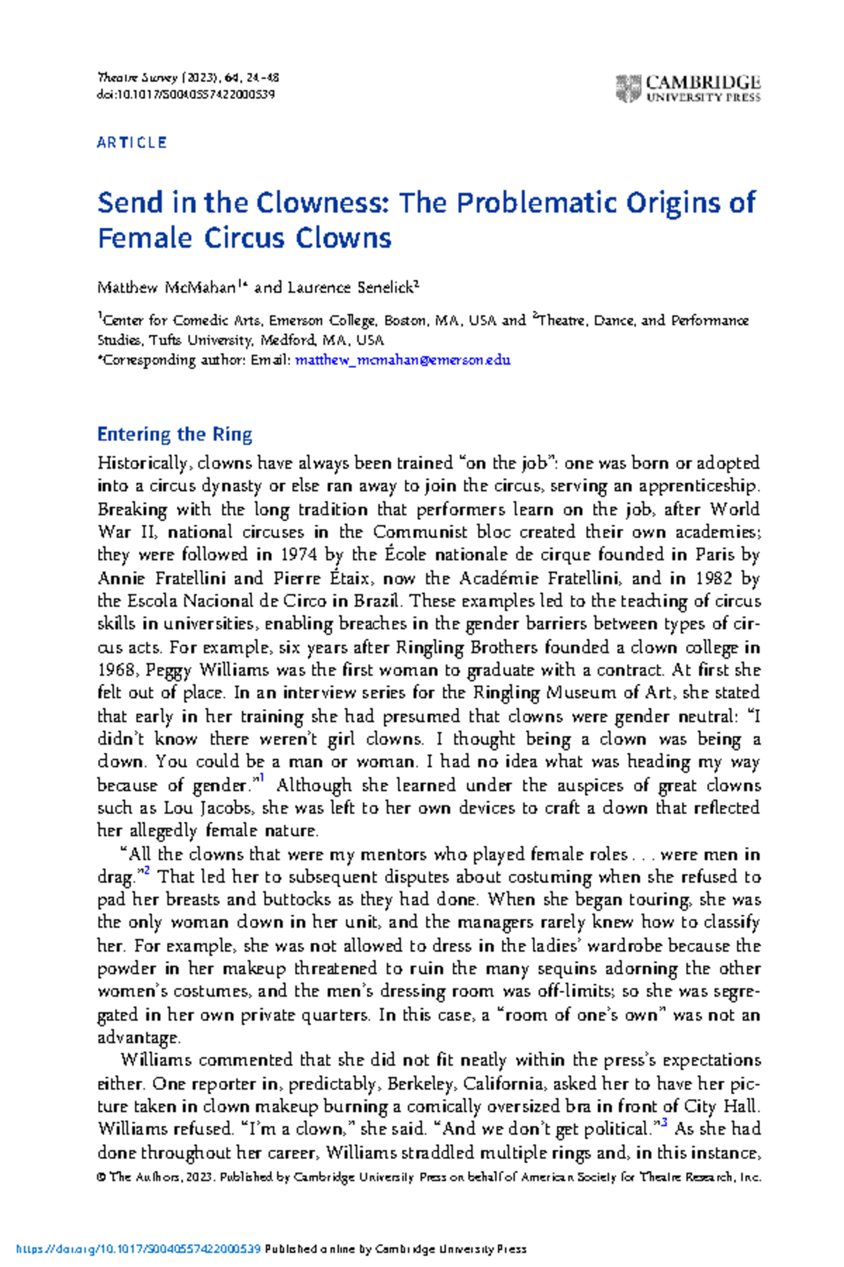 Send in the Clowness: The Problematic Origins of Female Circus Clowns ...