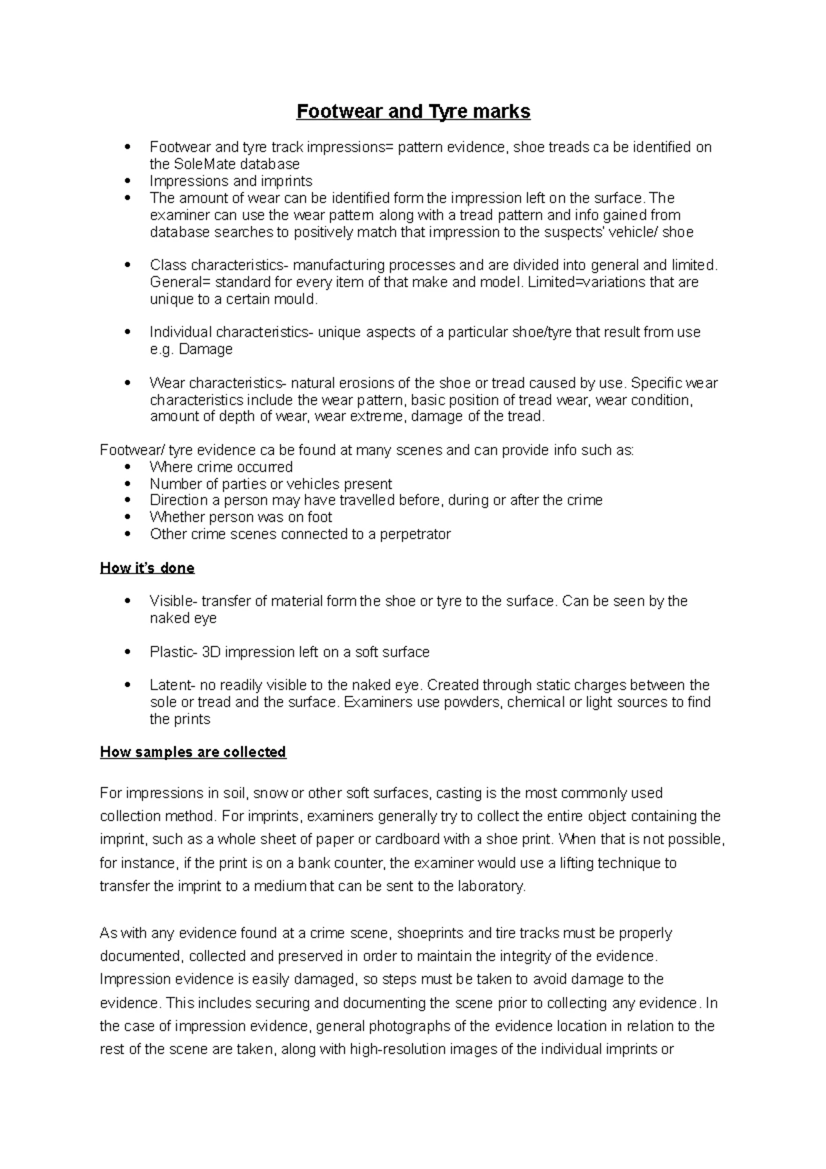 Footwear and Tyre marks for forensic science at crime scene - Footwear ...