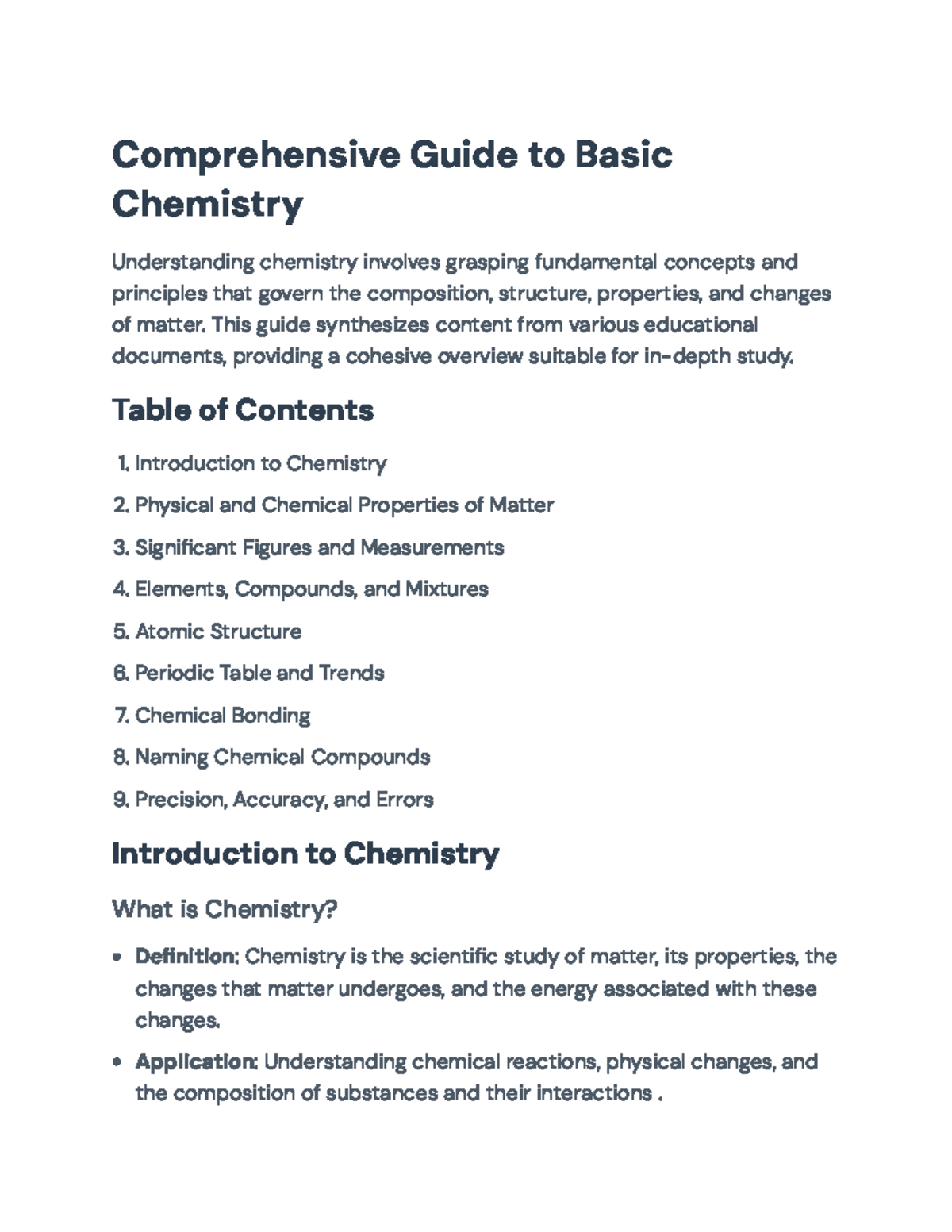 Comprehensive Chemistry Guide: Key Concepts and Principles ...