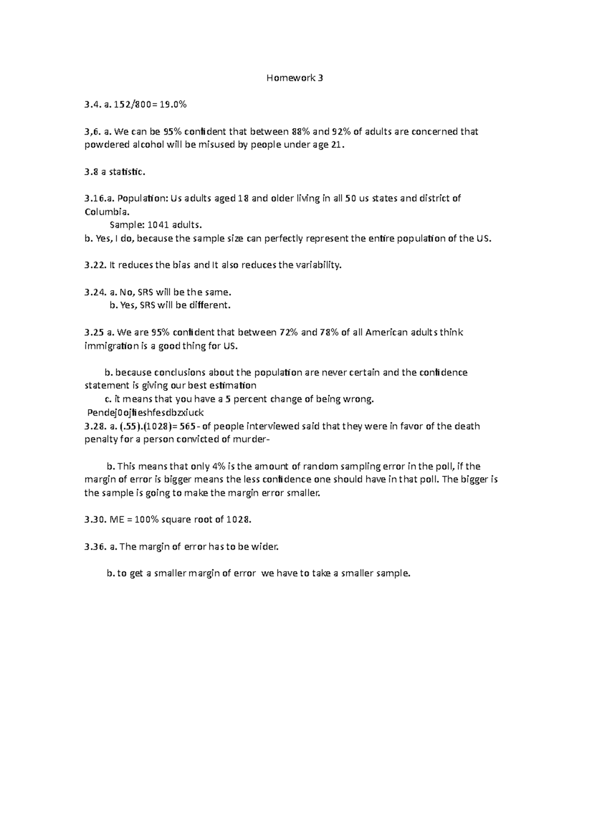 Homework 3 - Statistical Analysis and Confidence Intervals - Studocu