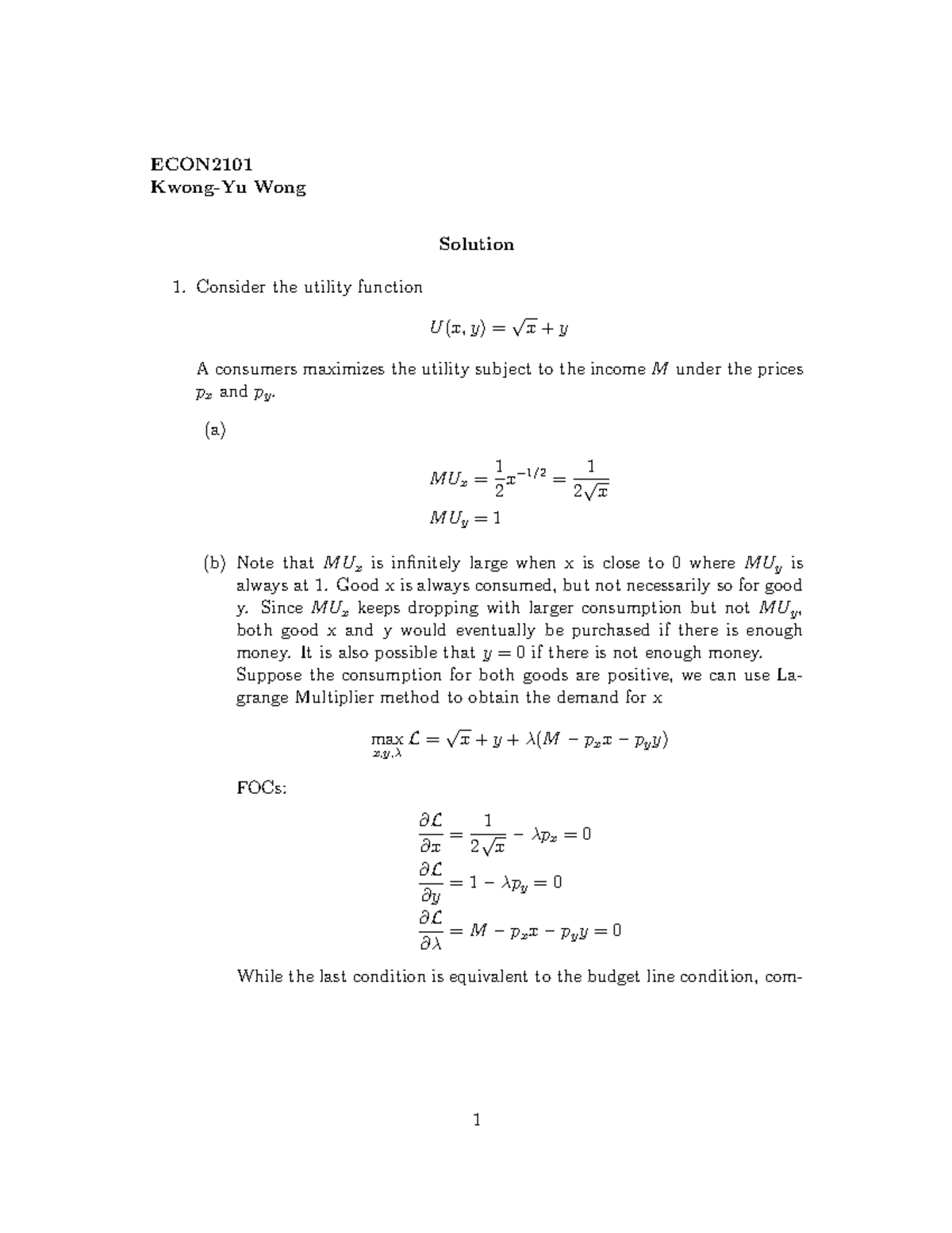 ECON2101 Final Exam Problem Set Solution 3 - Studocu