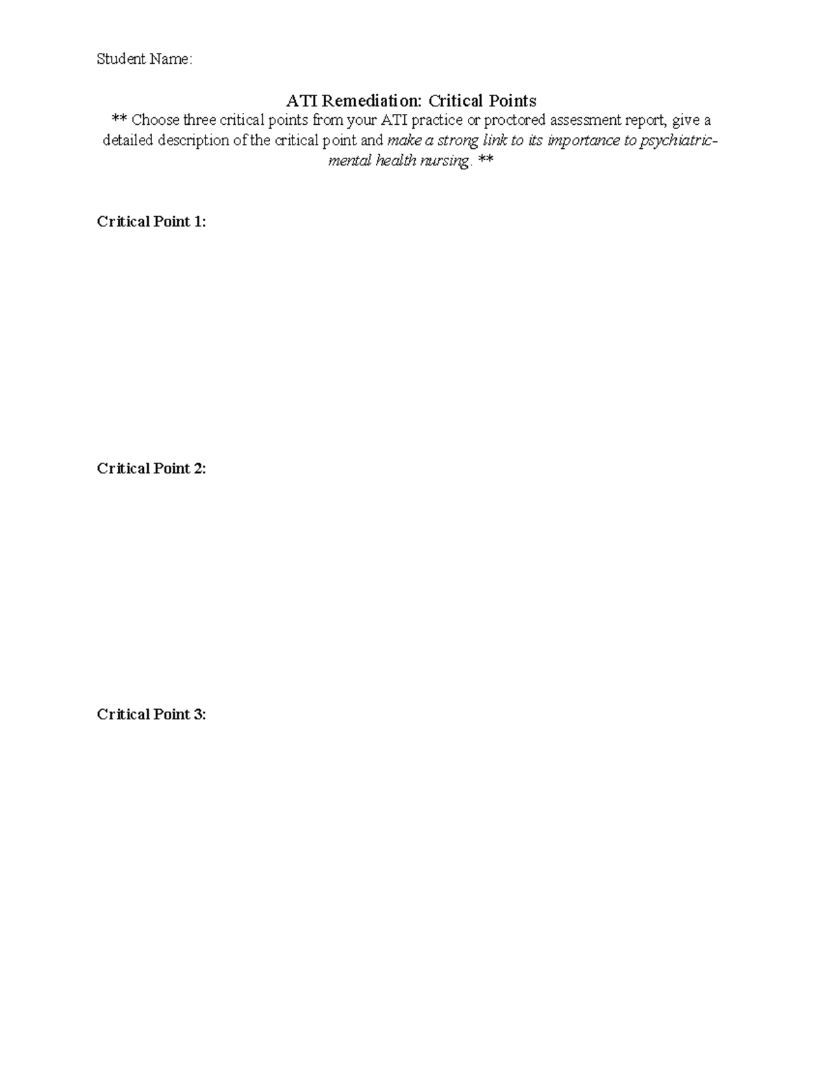 ATI Remediation Critical Points. Template-3 - Nur202 - Student Name ...