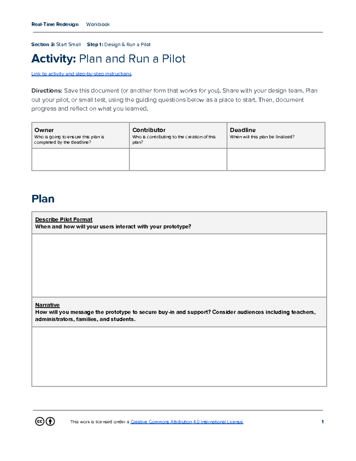 Real-Time Redesign: Pilot Plan for Your Prototype Activity - Studocu