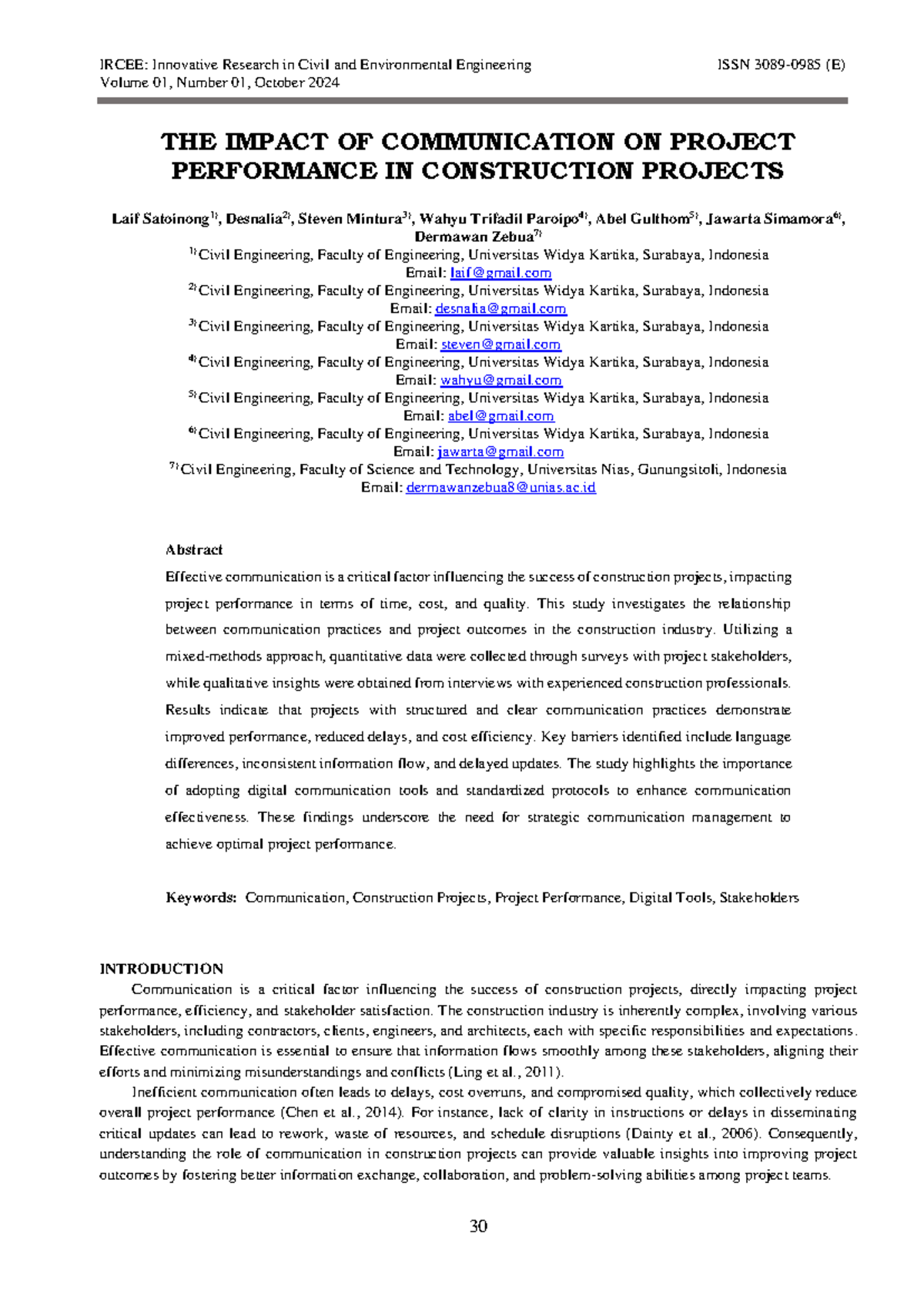 IRCEE: The Impact of Communication on Project Performance in ...