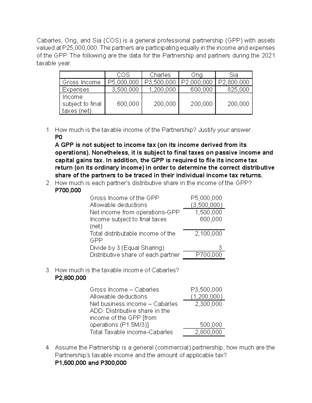 08 Activity 1 - GPP Tax Considerations and Partner Distributions - Studocu
