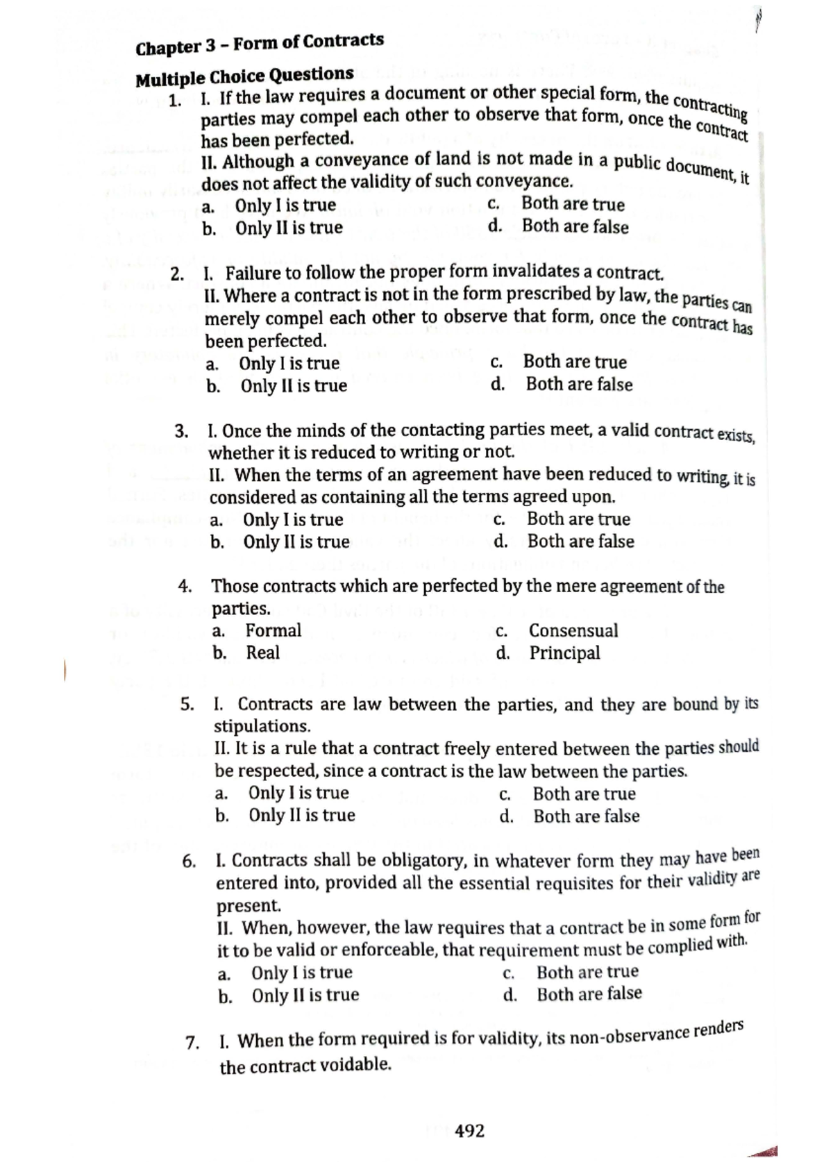 Chapter 3 - Contract Forms & MCQs (Oblicon SOFT COPY-492-493) - Studocu