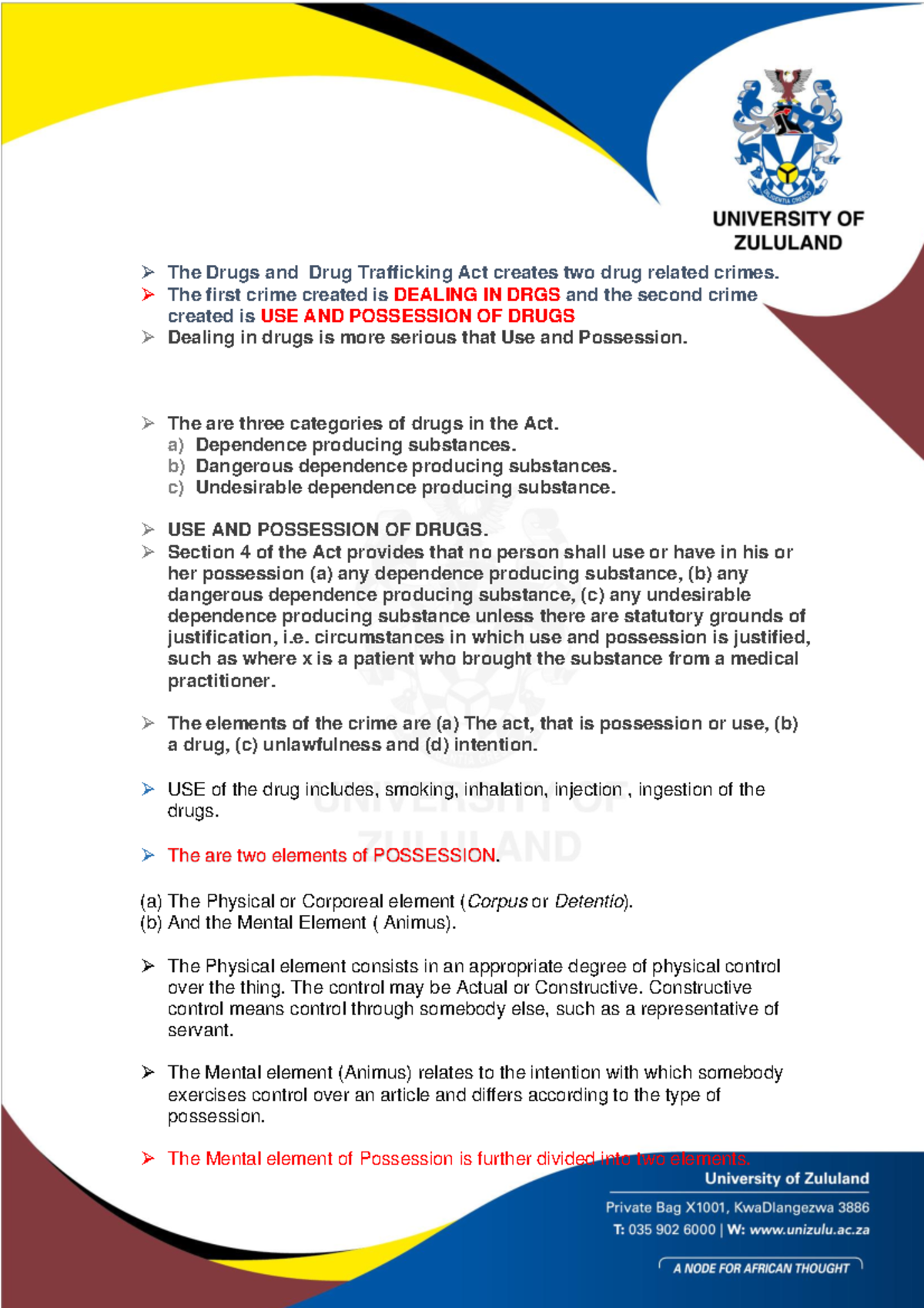 Understanding Drug Offences: Dealing, Use, & Possession Explained - Studocu