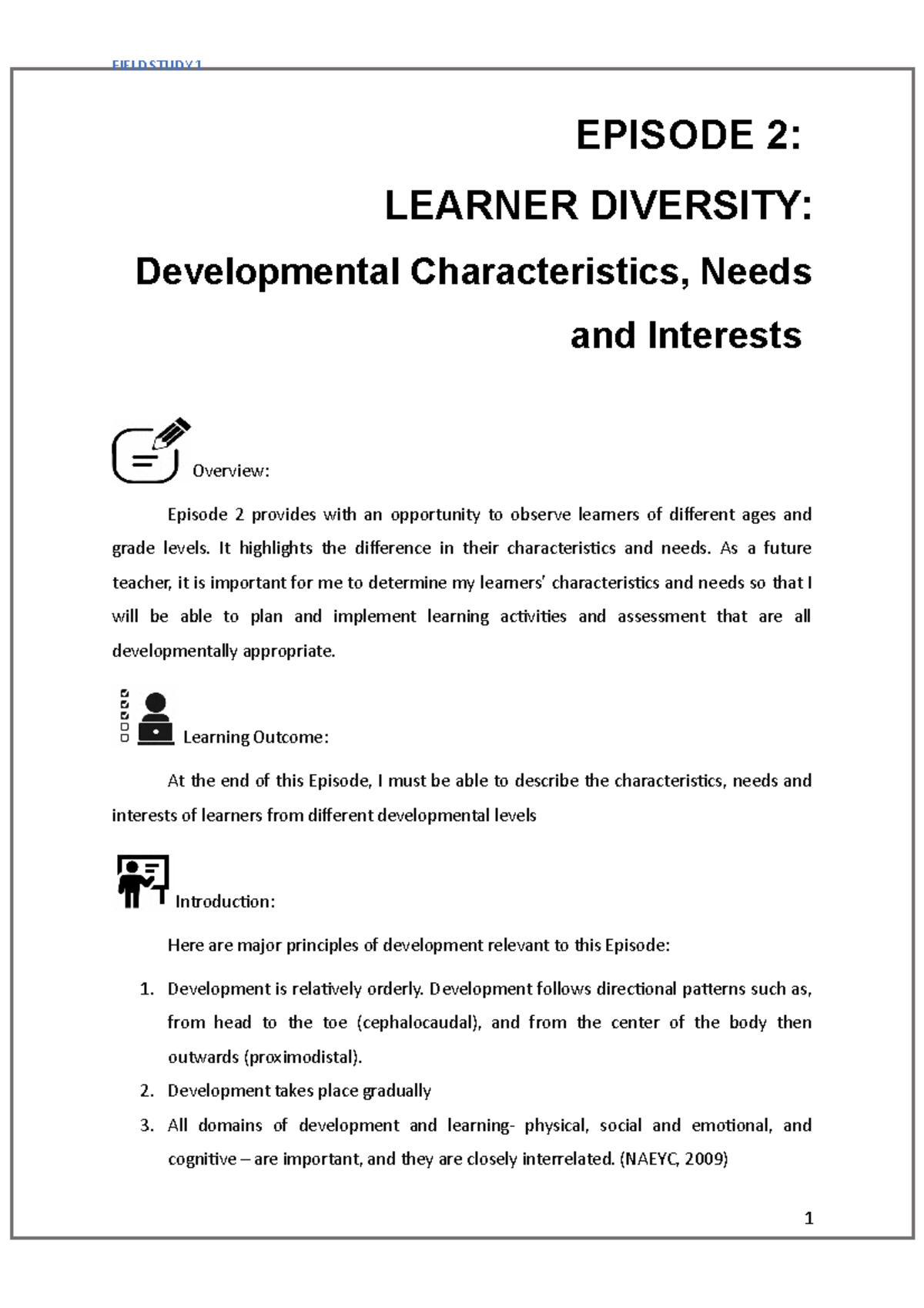 FS1 Episode 2: Understanding Learner Diversity & Developmental Needs ...