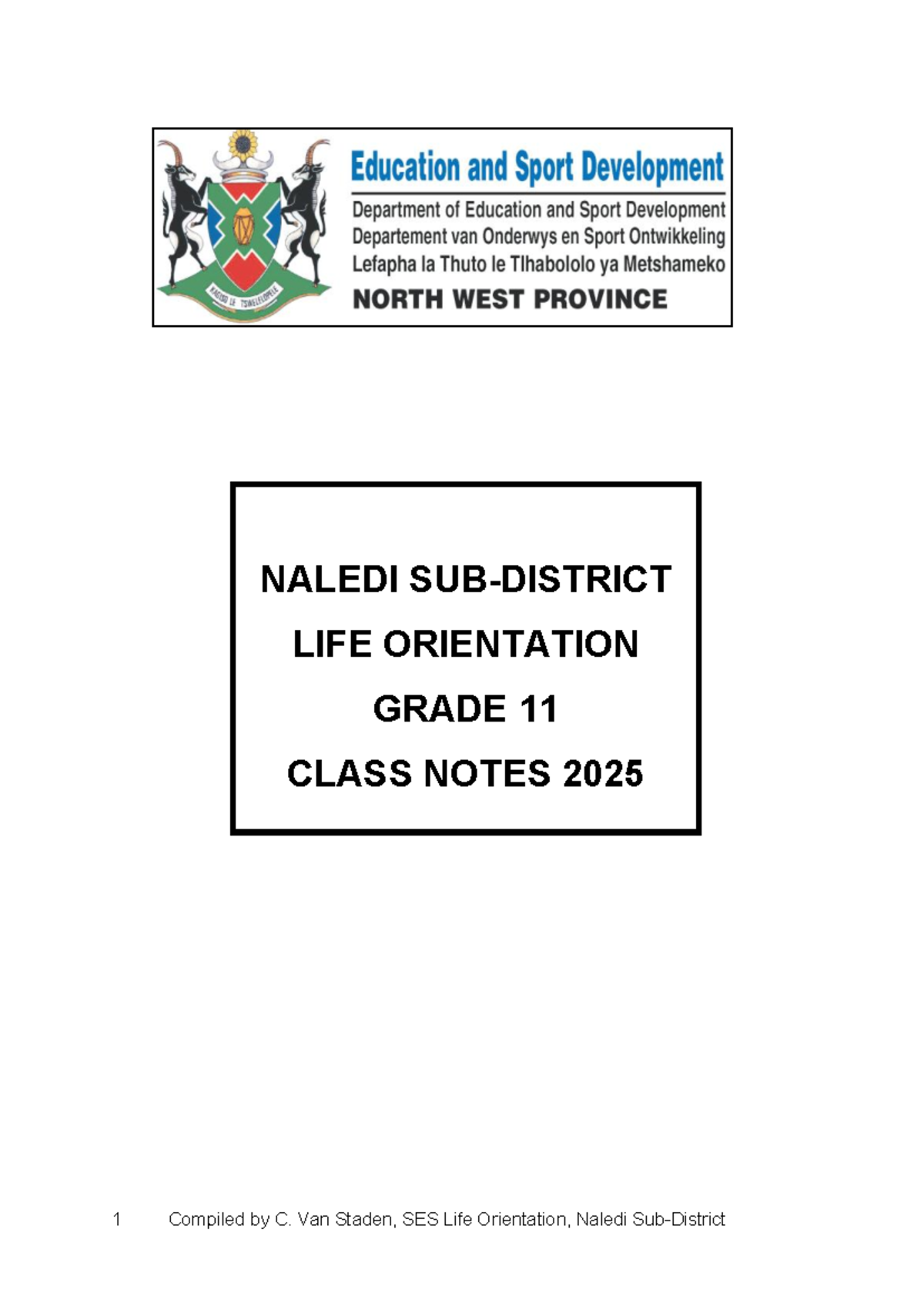 Naledi Life Orientation Grade 11 Class Notes 2025: Term 1 Overview ...