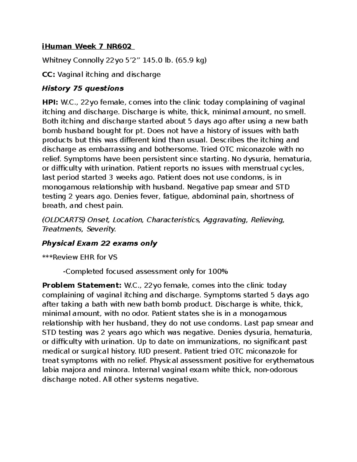 Updated SOAP Note for iHuman Week 2 NR601: Intermittent Chest Pain Case ...