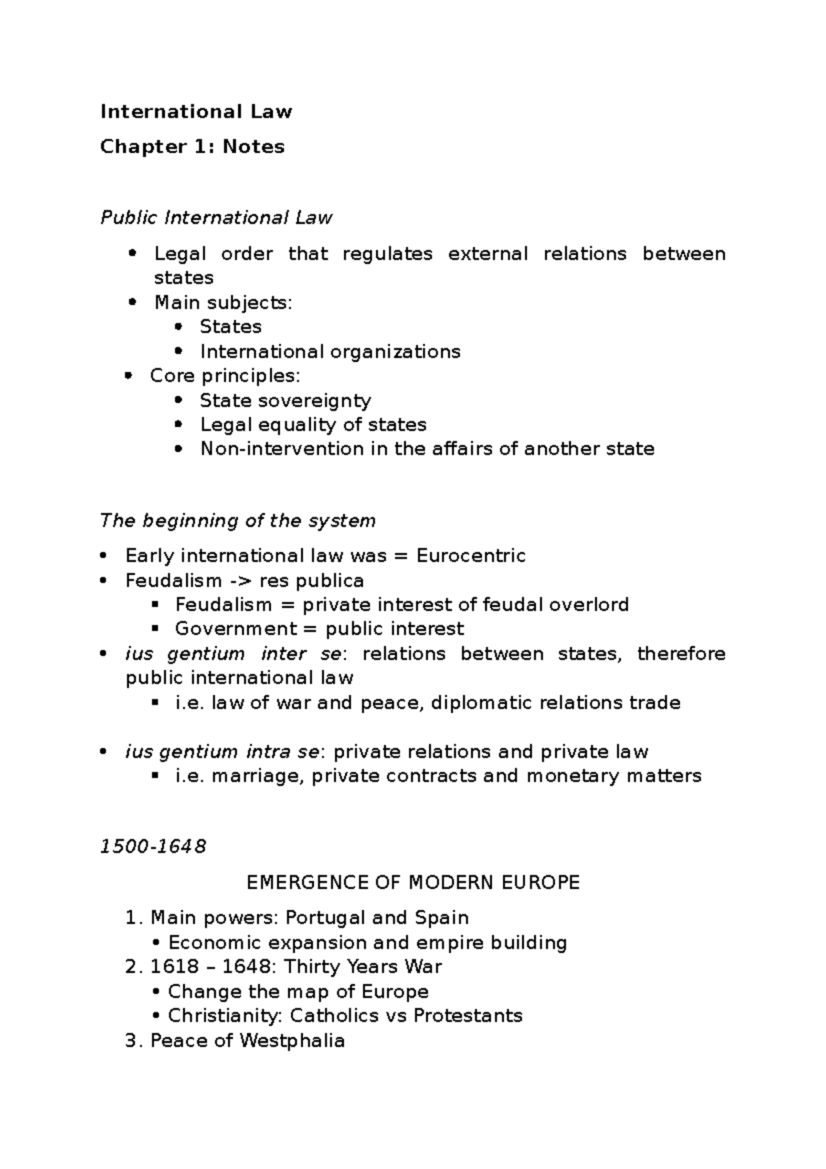 International Law - Unit 1 Overview & Key Concepts Notes - Studocu