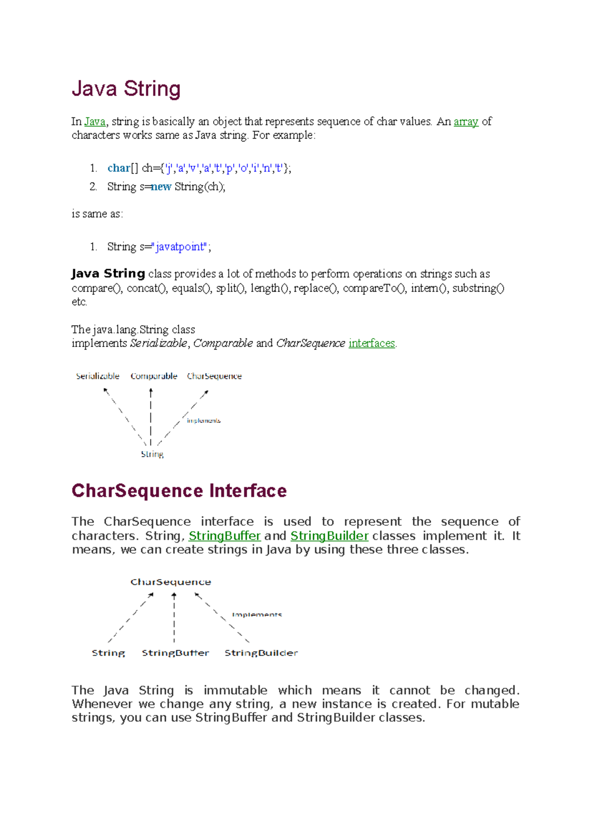 9. Java String - Concepts and Methods Overview - Studocu