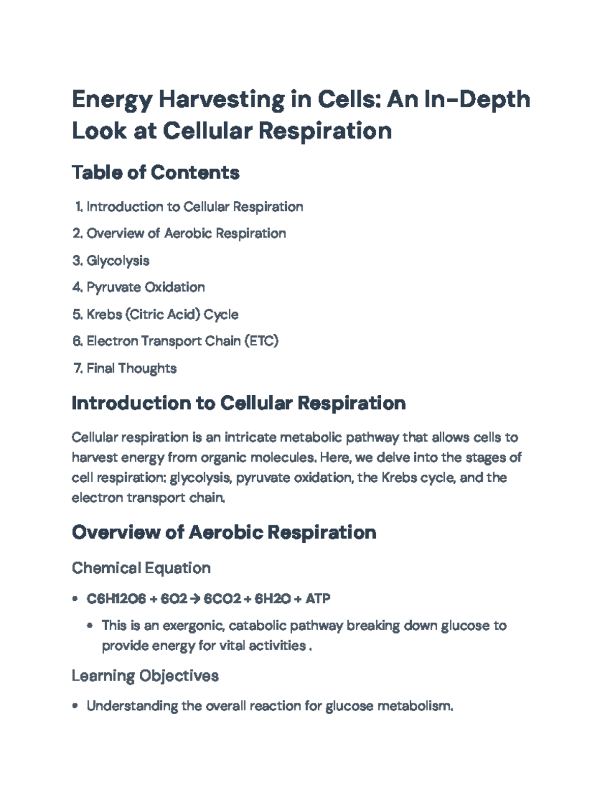 Comprehensive Guide to Cellular Respiration Pathways (Biology 101 ...