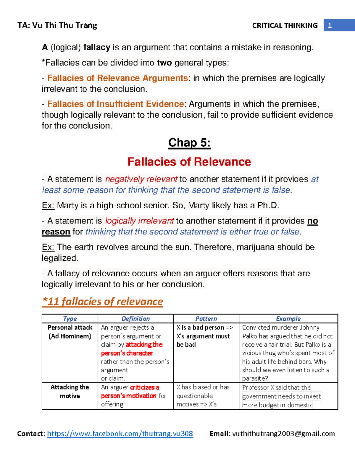 Critical-Thinking-Final-Revision - A (logical) fallacy is an argument ...
