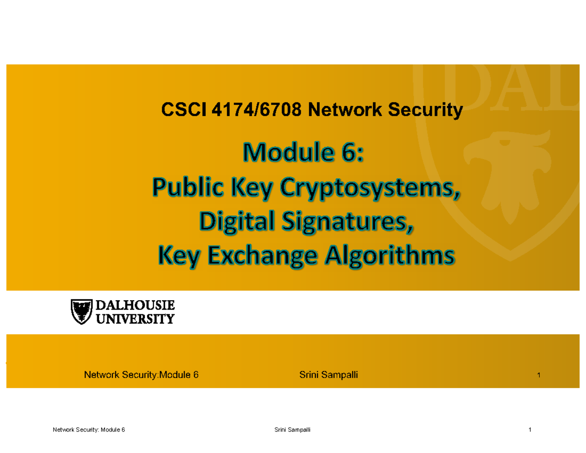 CSCI Network Security: Module 6 Annotated Notes on Cryptosystems - Studocu