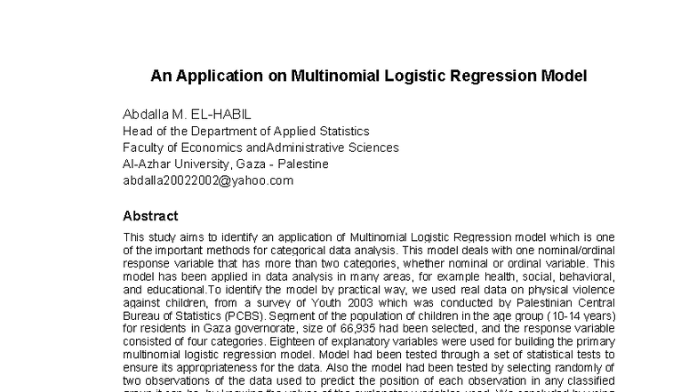 Application of Multinomial Logistic Regression Model in Analyzing ...