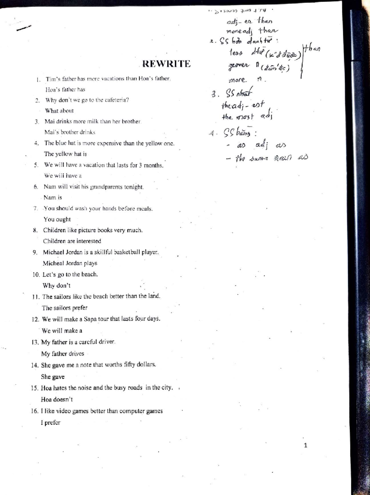 Rewrite 2: English Grammar Exercises and Practice - Studocu