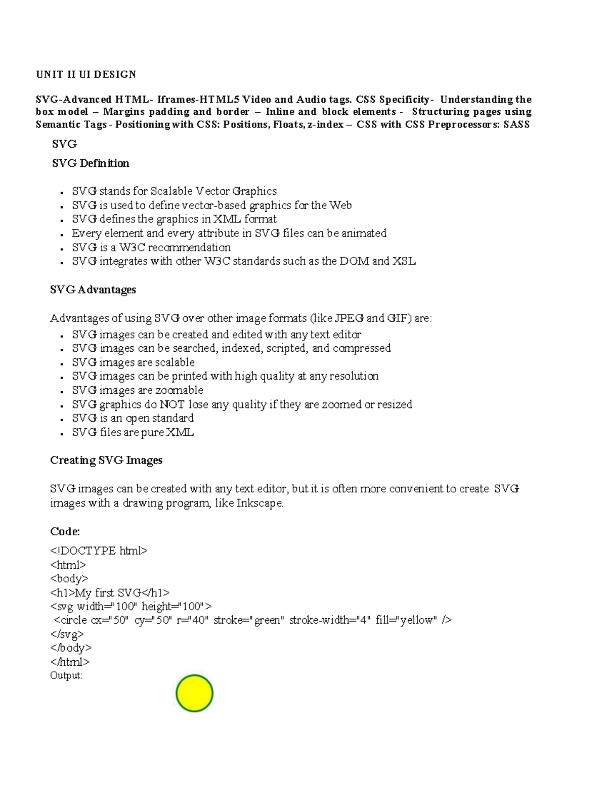 UNIT II UI Design: Understanding CSS Box Model & SVG Elements - Studocu