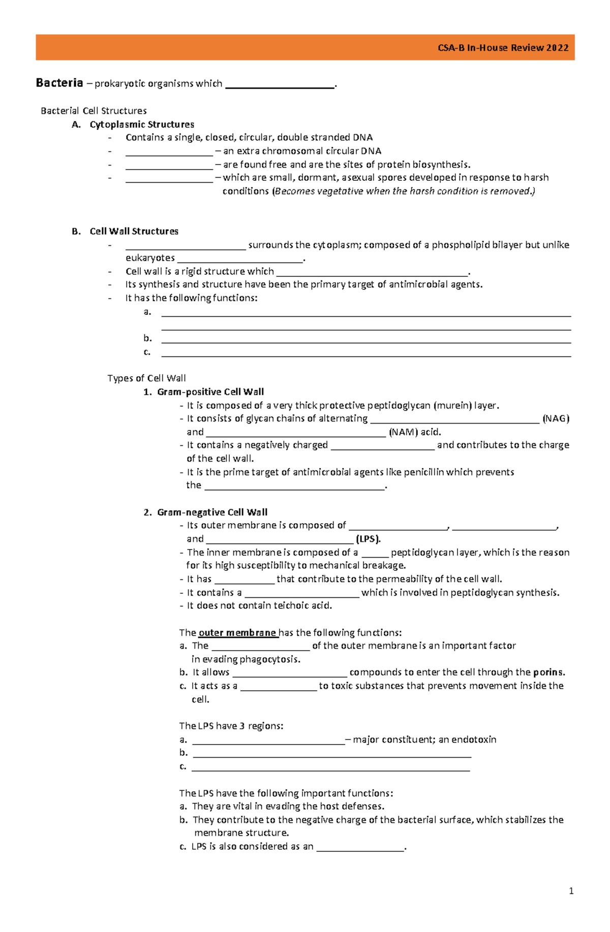 Bacte 2024 Lecture Notes: Comprehensive Review on Bacteria Structure ...