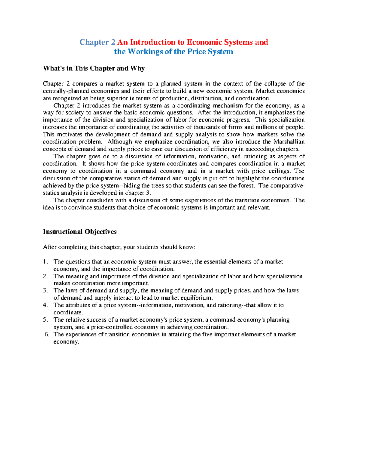 Ch02 Introduction to Economic Systems and Price System - Chapter 2 An ...