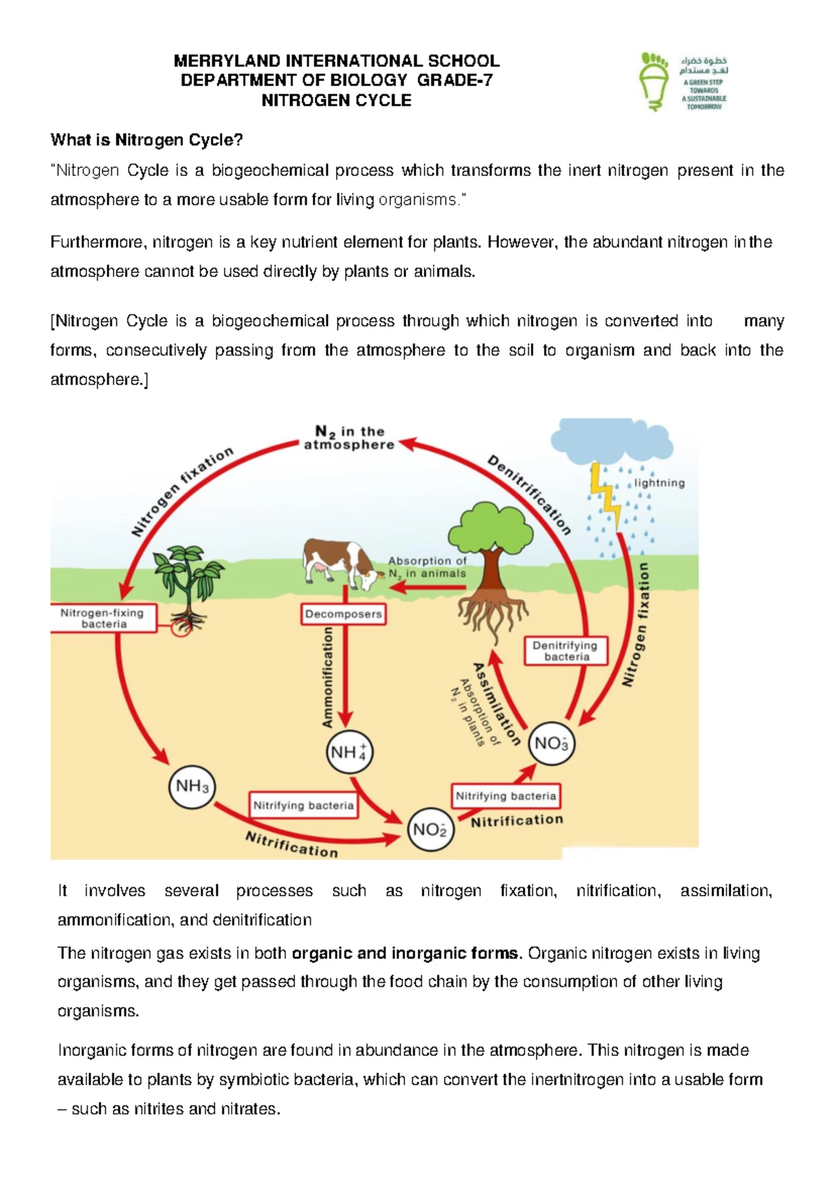 Chemistry IX: Worksheet on Environmental Chemistry Concepts - Studocu