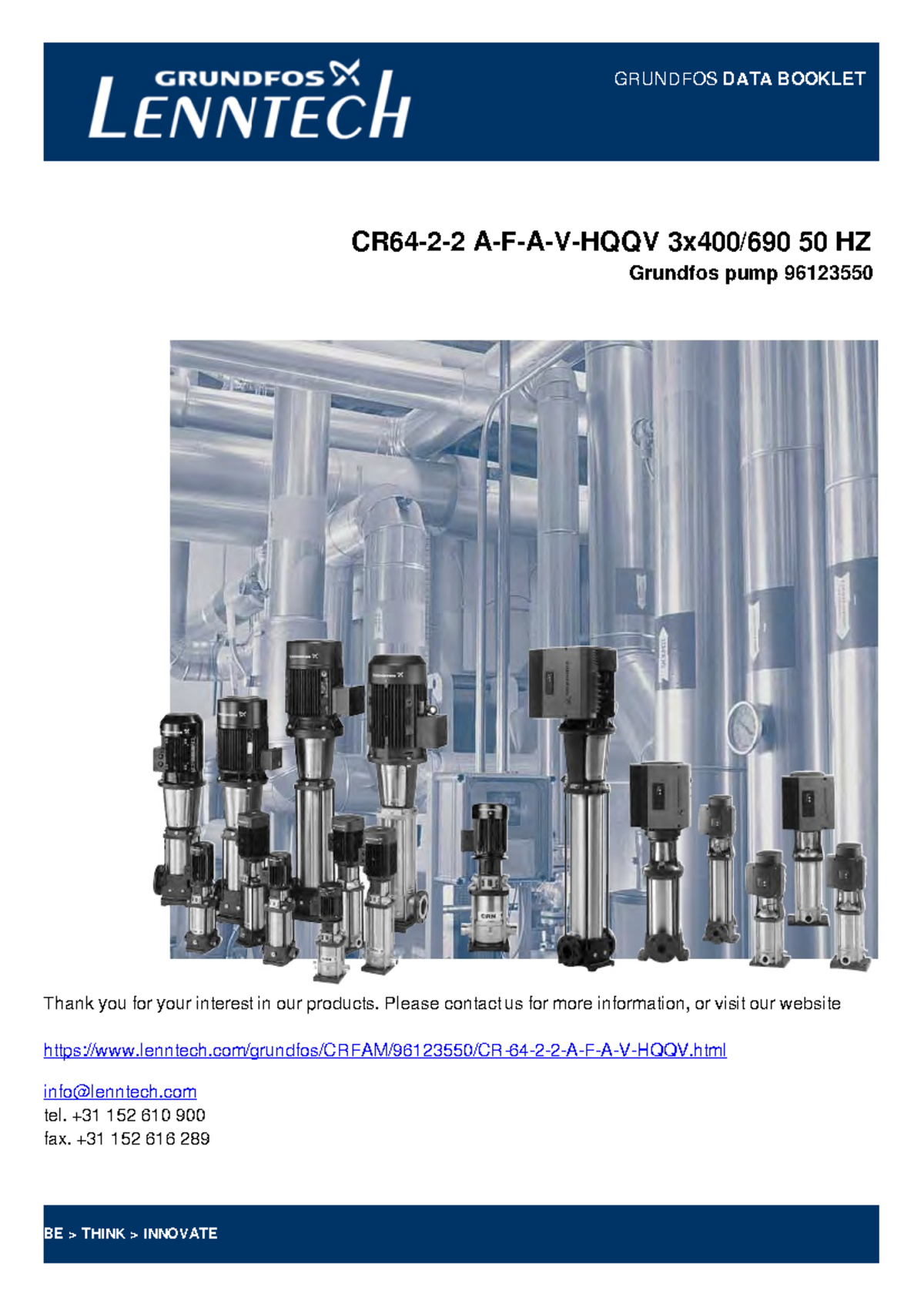 Grundfos CR-64-2-2-A-F-A-V-HQQV Data Booklet 50 Hz Overview - Studocu