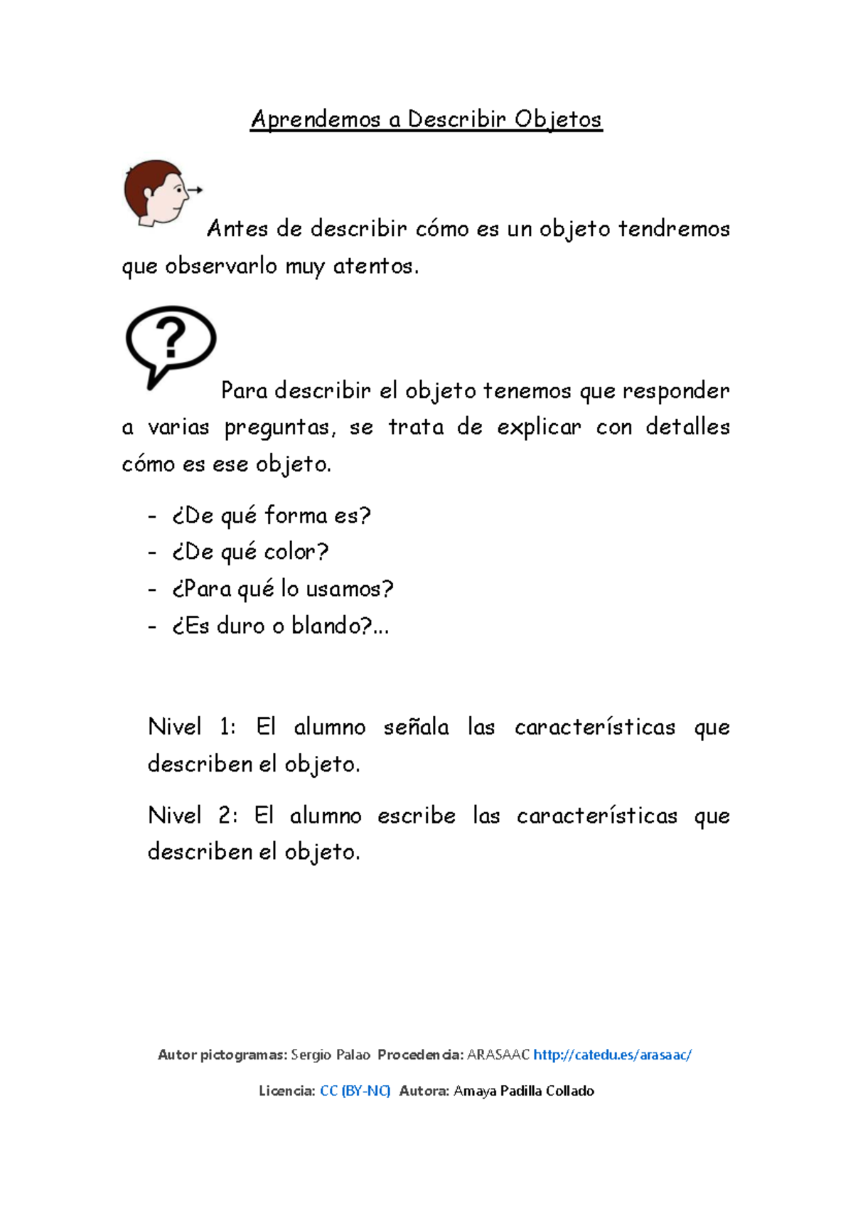 Describir Objetos: Guía para Nivel 1 y 2 de Aprendizaje - Studocu