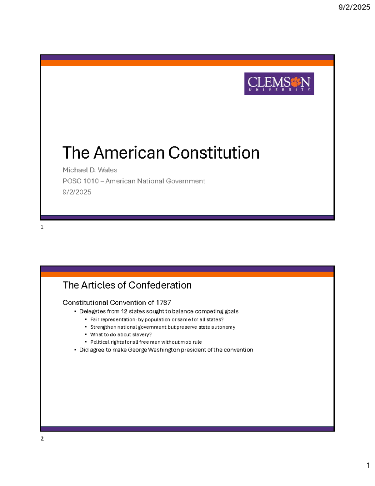 Understanding the U.S. Constitution: Key Concepts & Compromises (POSC ...