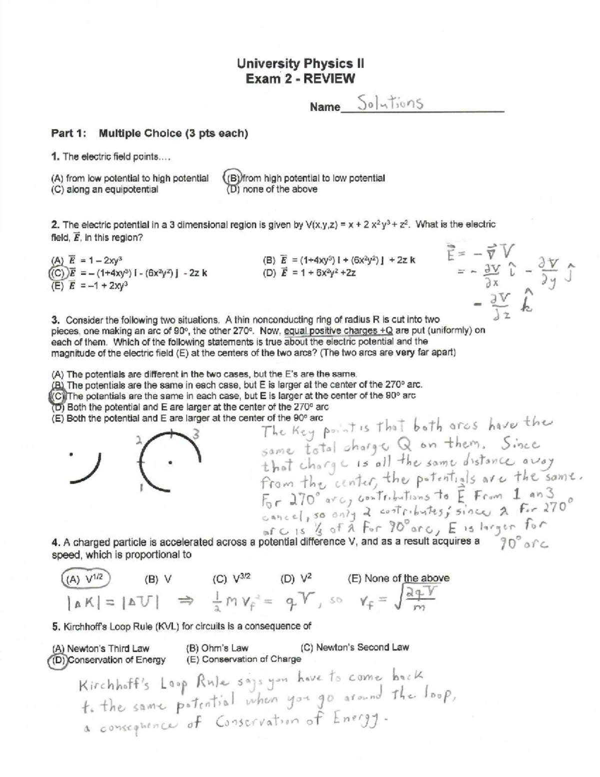 University Physics II (PHYS 202) Exam 2 Review Solutions - Studocu
