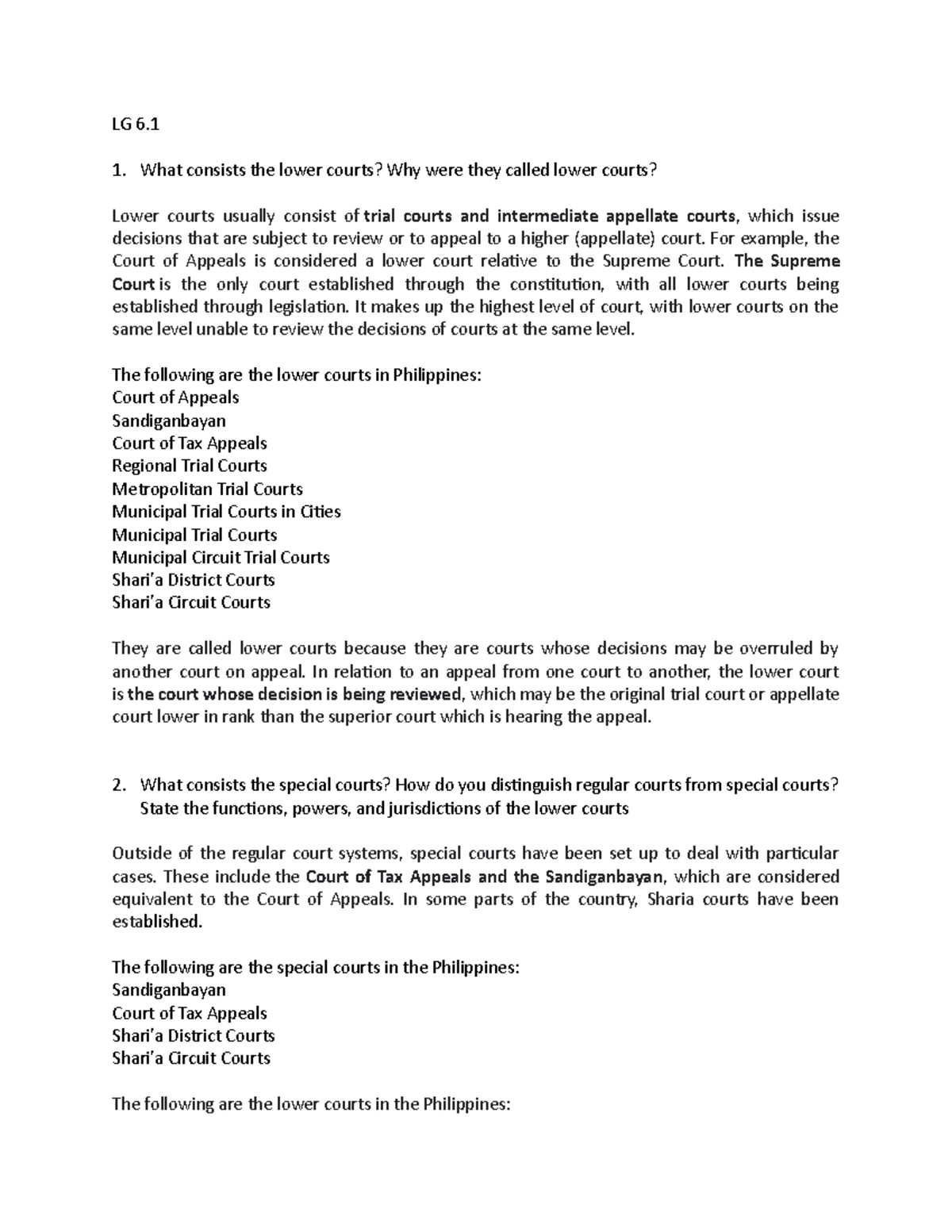 LG 6: Understanding Lower Courts in the Philippines: Structure ...
