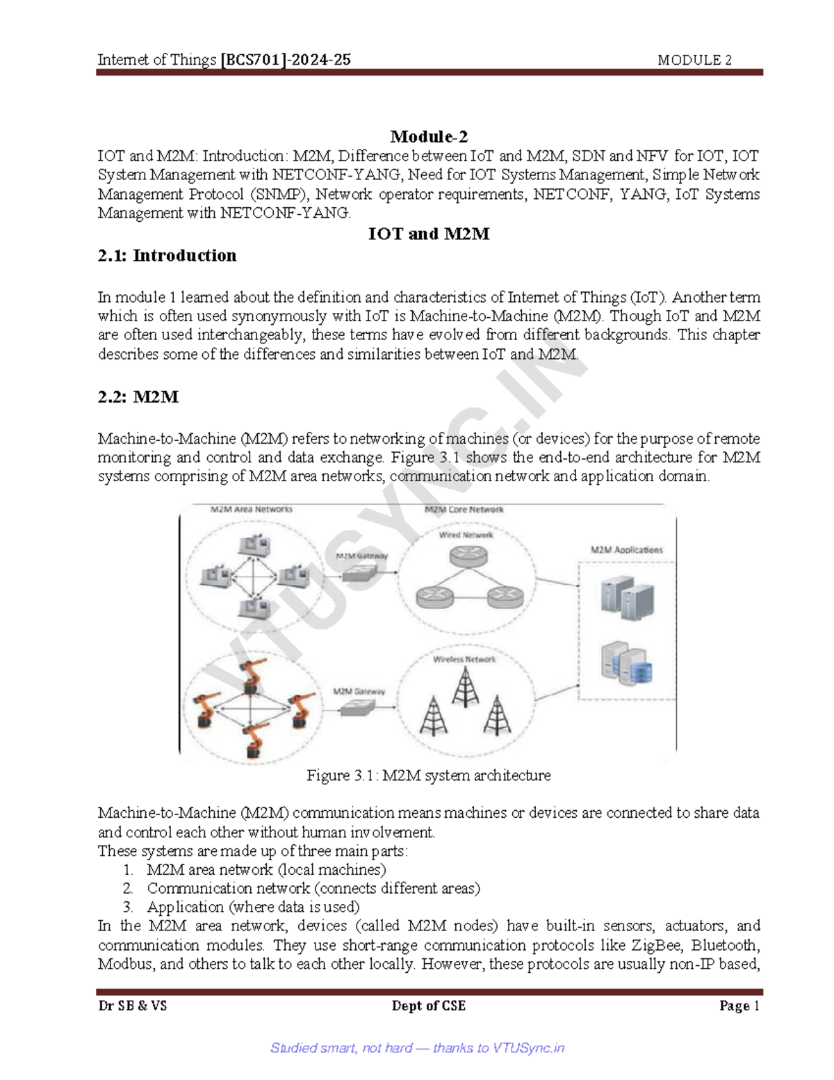 BCS701 Module 2 - IoT and M2M: Concepts, Management, and Protocols - Studocu