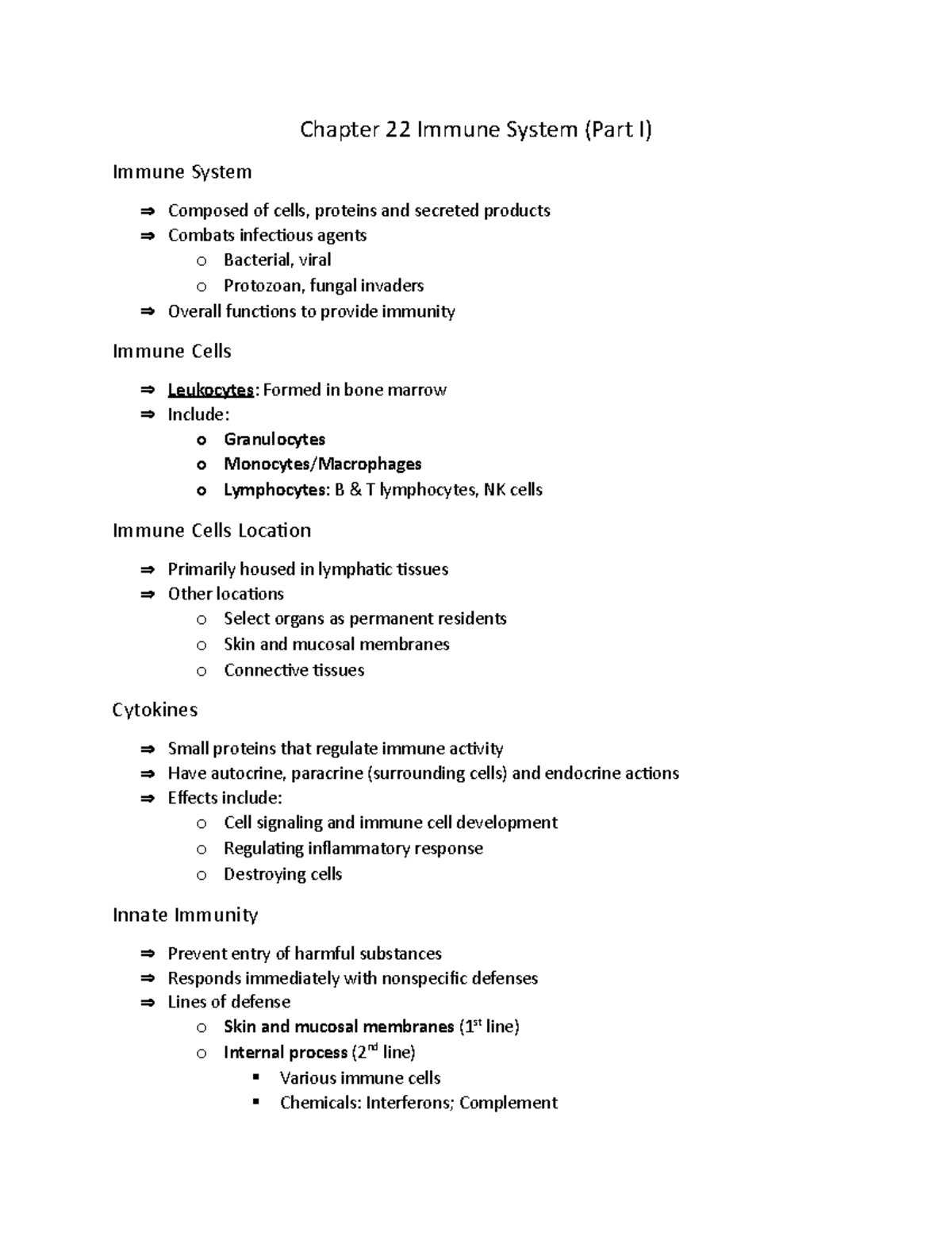 Chapter 22 Immune System - Chapter 22 Immune System (Part I) Immune ...