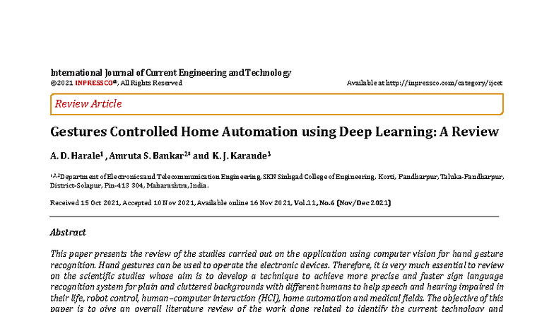 Gestures Controlled Home Automation: A Deep Learning Review (ENGG 4617 ...