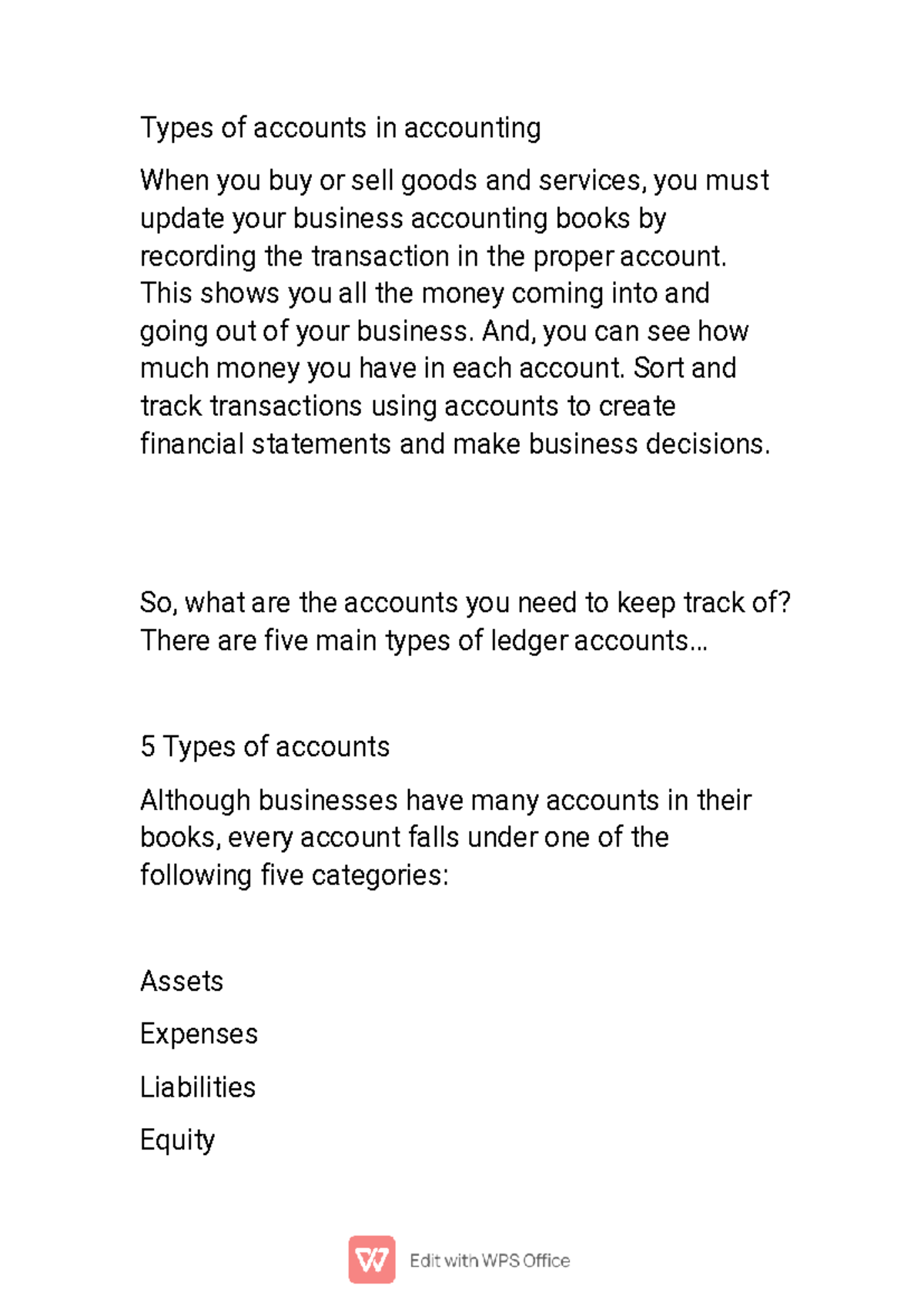 BCOM 1st Year: Types of Accounts in Accounting Essentials - Studocu