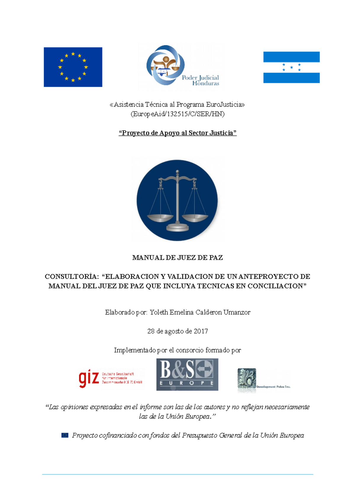 Manual del Juez de Paz (JUSTHO): Guía y Procedimientos de Trabajo - Studocu