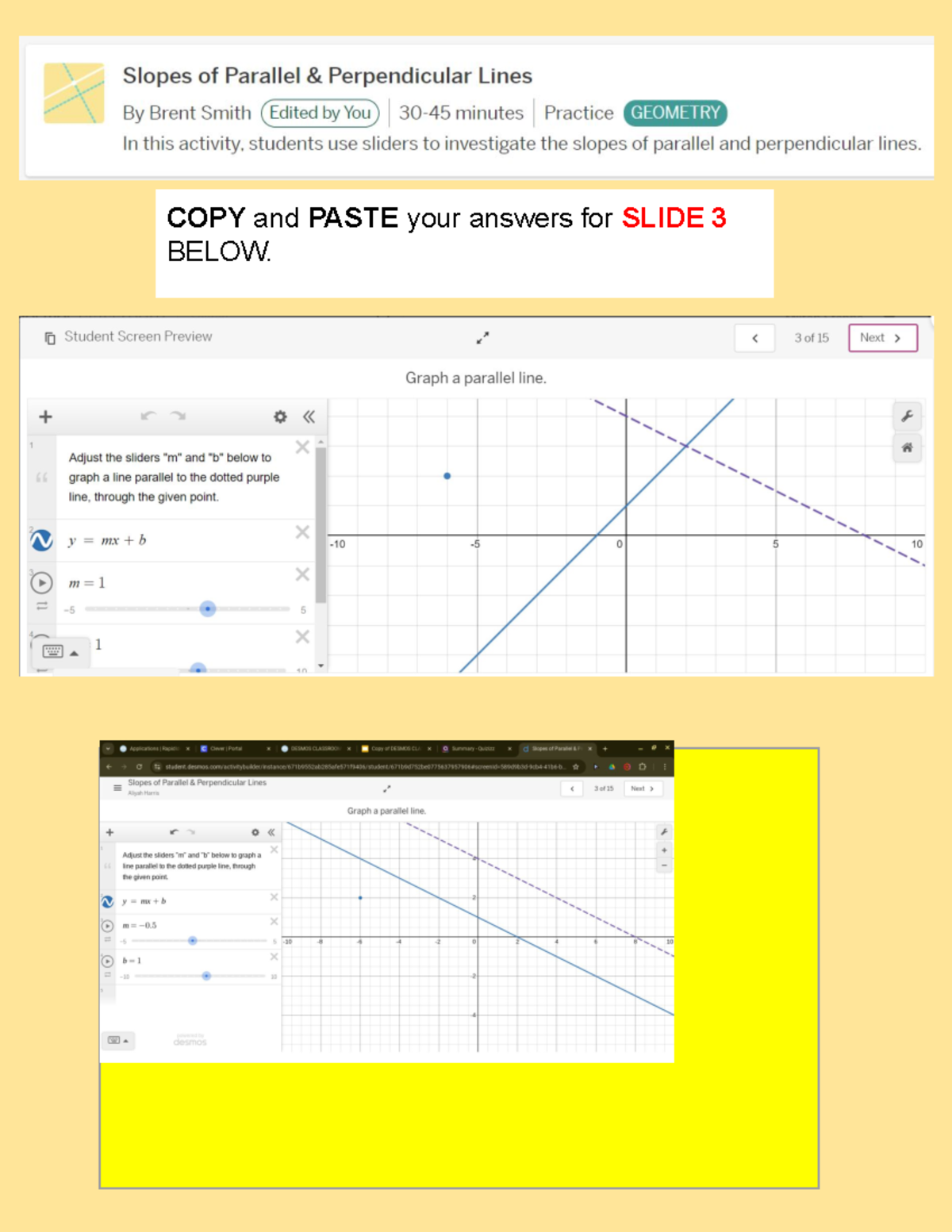 Copy of Desmos Classroom - Parallel Perpendicular Short - Studocu