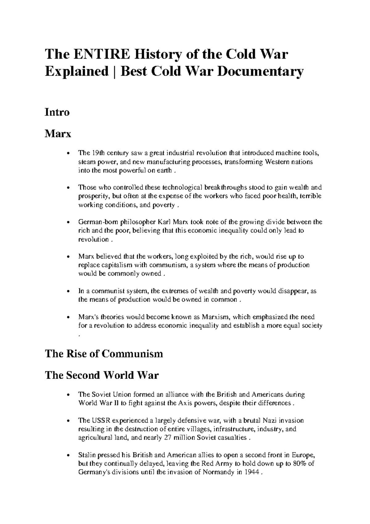 The Cold War: A comprehensive overview of its history and impact - Studocu