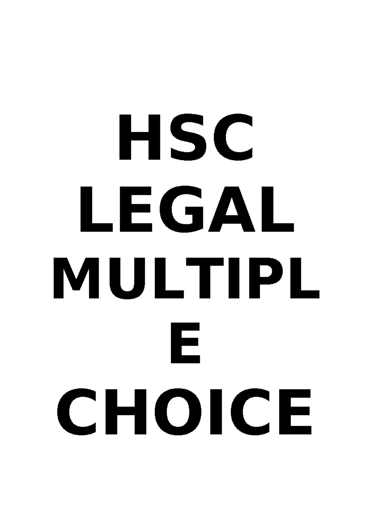HSC Legal Studies Assessment Task 1 - Multiple Choice Questions - Studocu