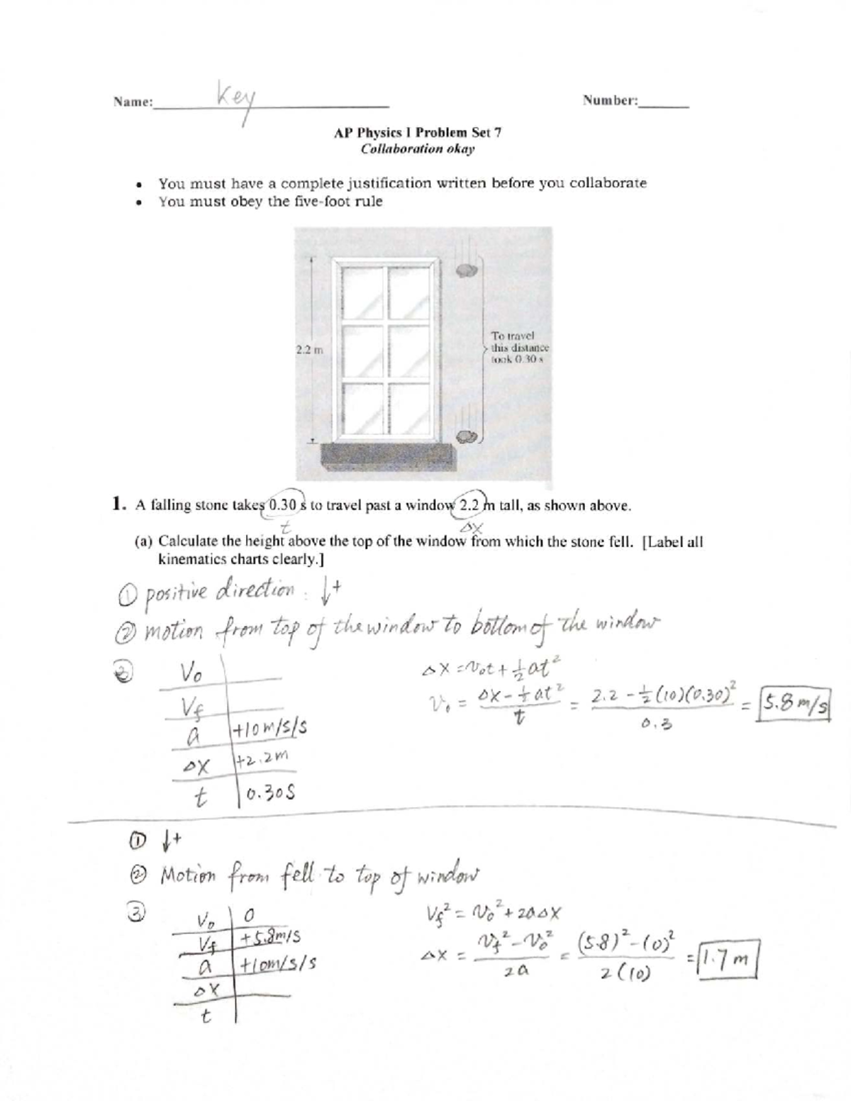 AP Physics I Problem Set 7: Kinematics and Motion Analysis - Studocu