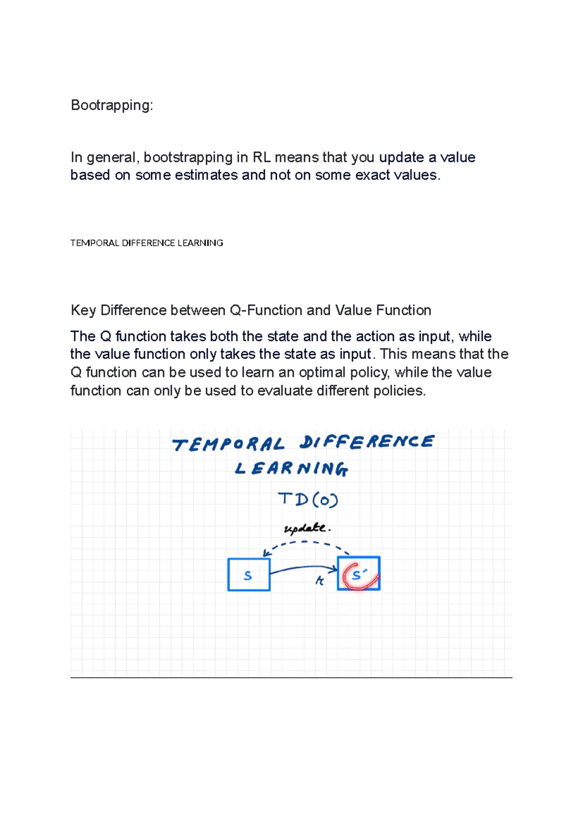 Temporal Difference Learning in Reinforcement Learning Concepts - Studocu