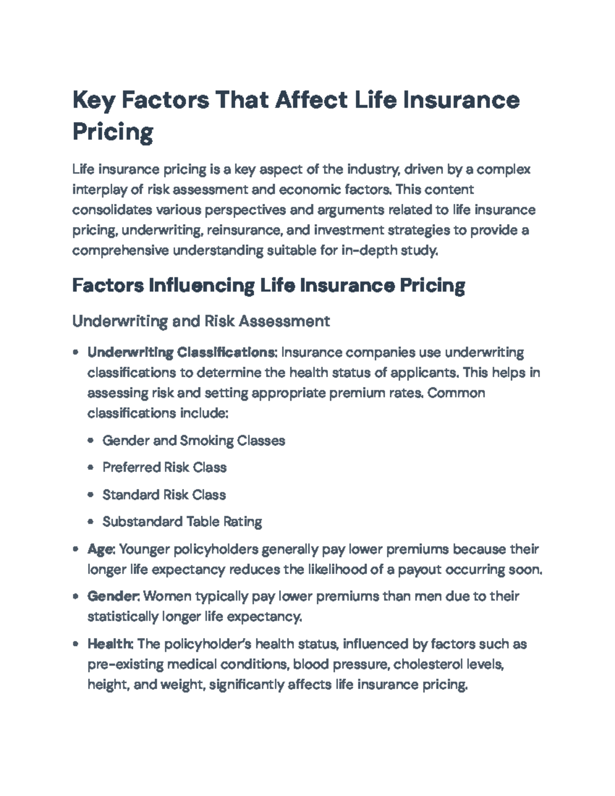 Life Insurance Pricing Factors and Strategies for Success - Key Factors ...