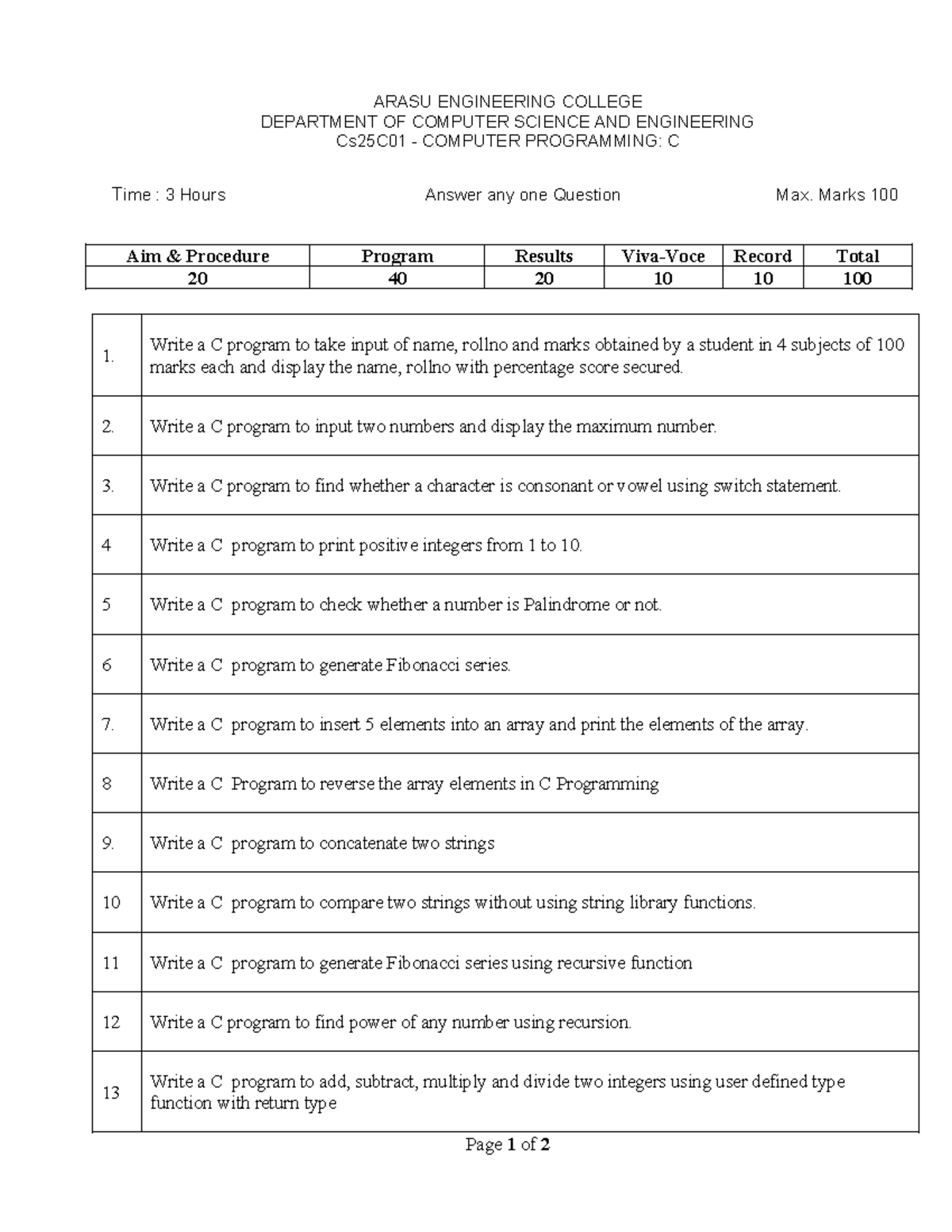 CPC - 25 SET1 - Practice Programs for Computer Programming in C - Studocu