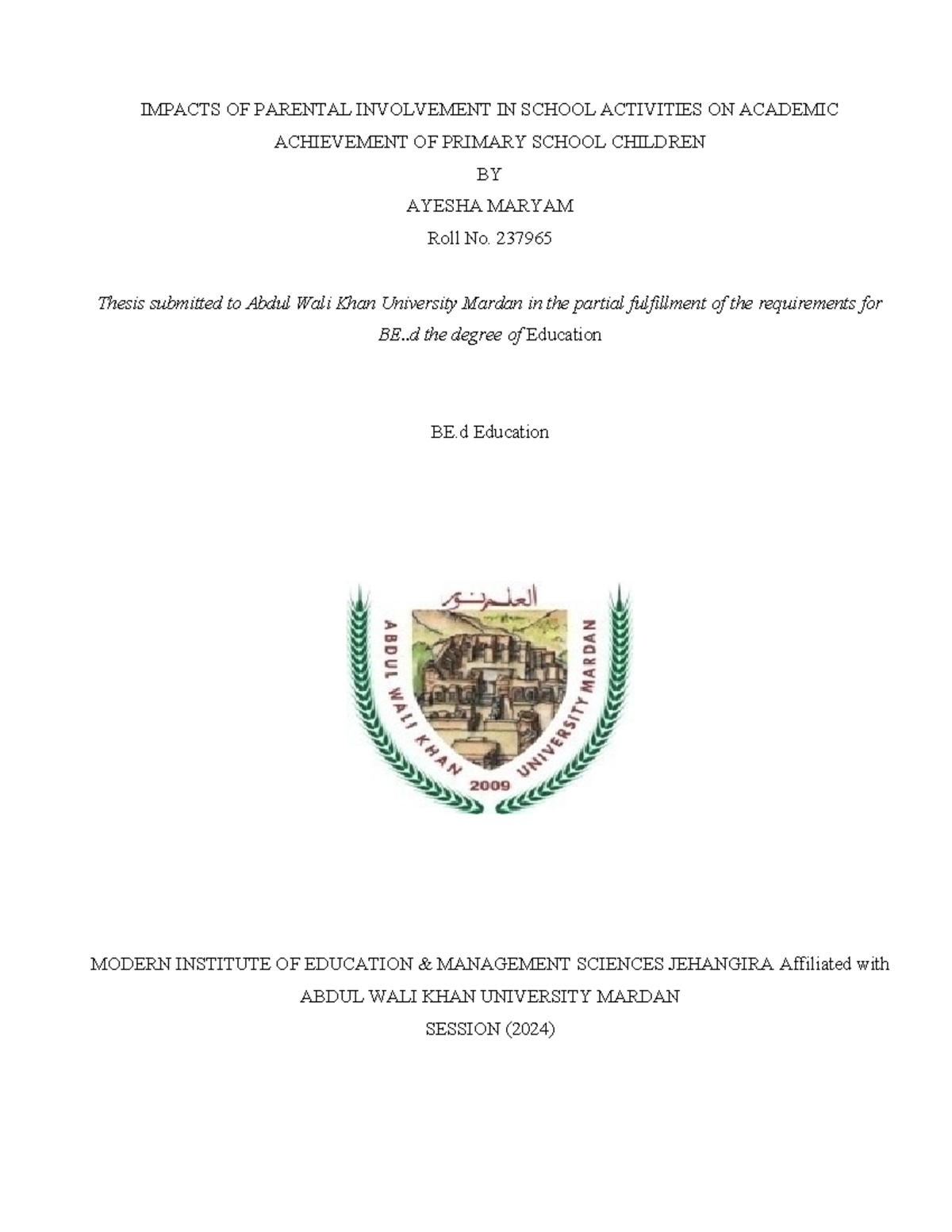 Parental Involvement in School Activities and Academic Success: A Study ...