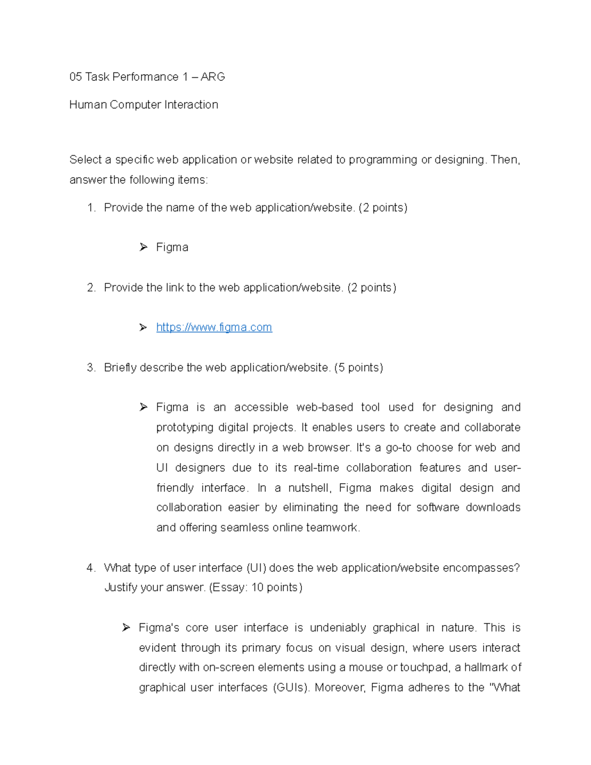 05 Task Performance 1 - Human-Computer Interaction (ARG) - Studocu