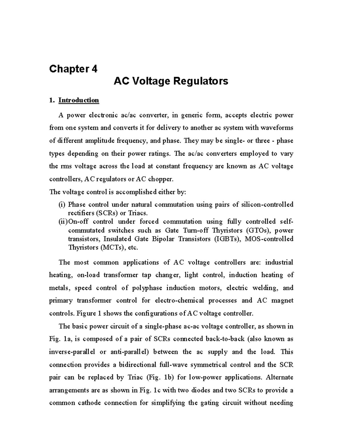 Chapter 4: AC Voltage Regulators and Choppers (AC-CHOP) - Studocu