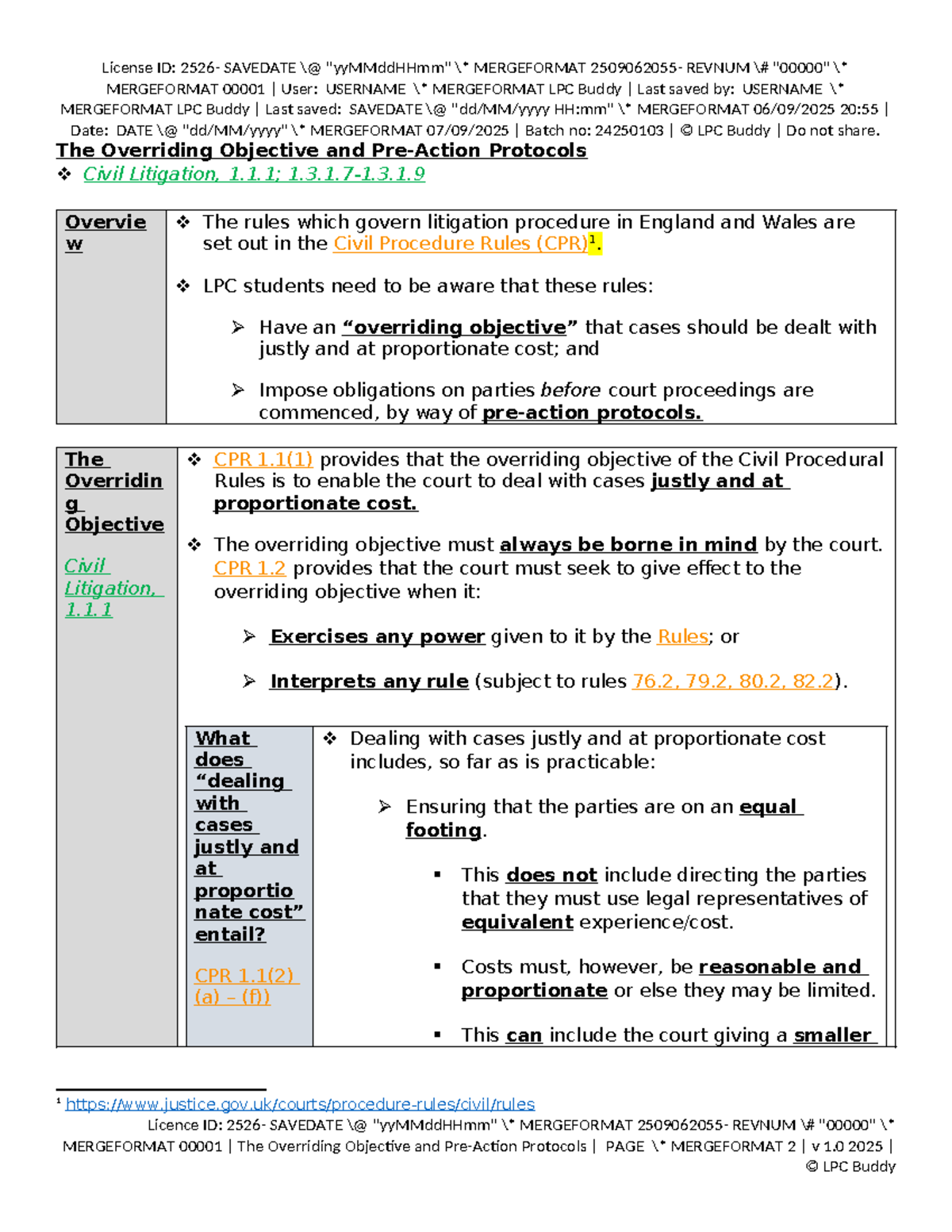 LPC 2025: The Overriding Objective & Pre-Action Protocols Overview ...
