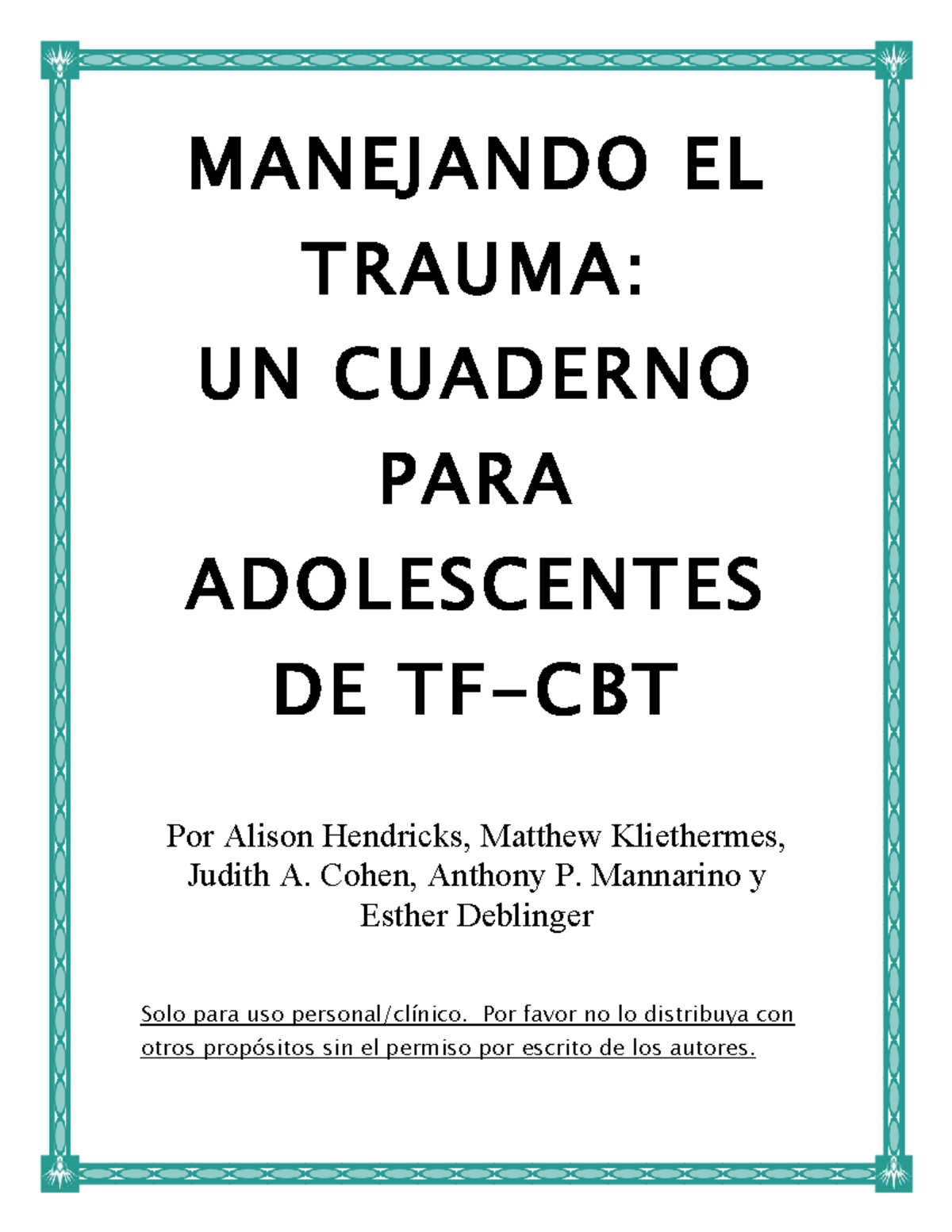 Revised Dealing with Trauma A TF CBT Workbook for Teens Spanish 1 ...
